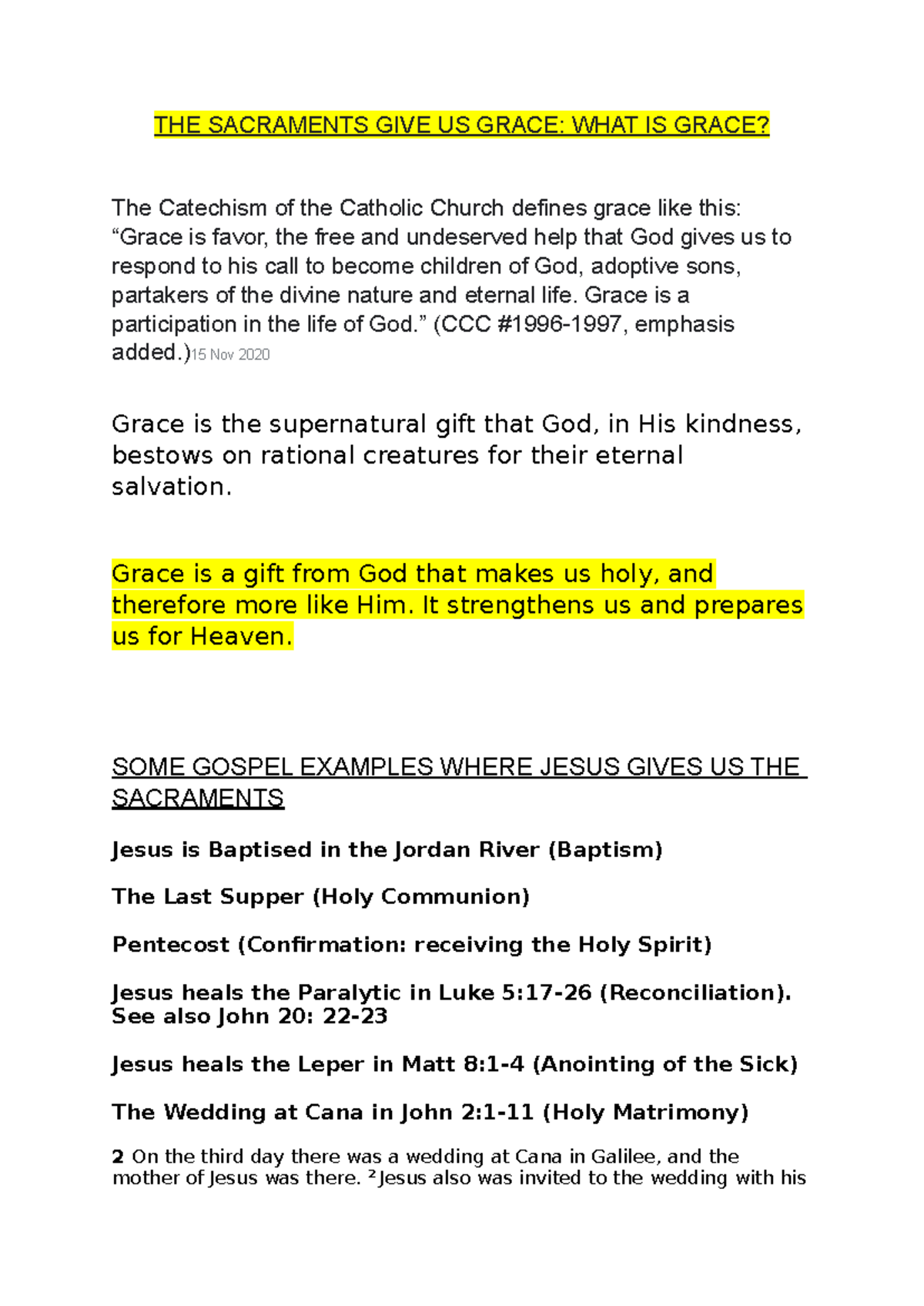 Sacraments and Grace: Understanding God's Gift of Grace - Studocu