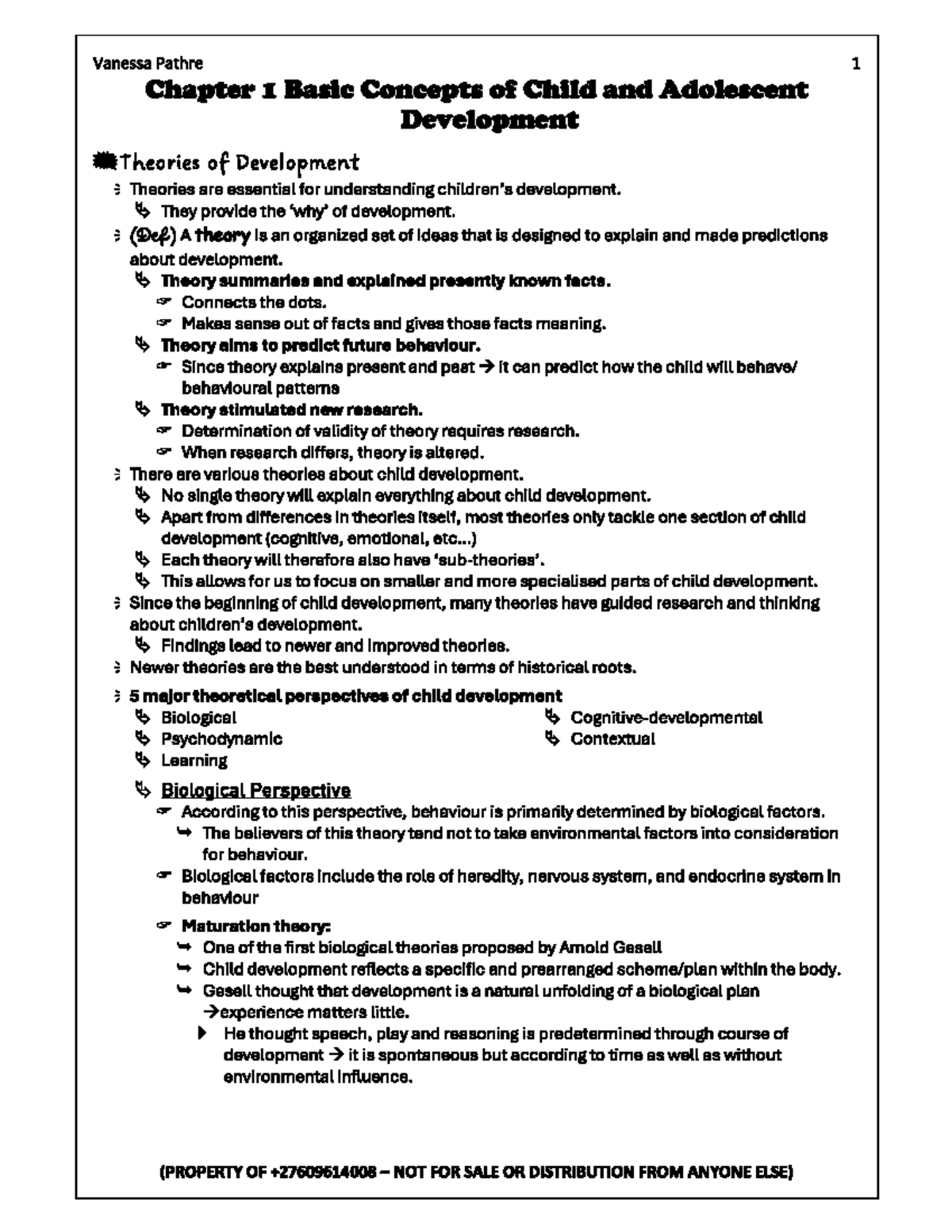 Slk 210 Chapter 1: Theories of Child and Adolescent Development - Studocu