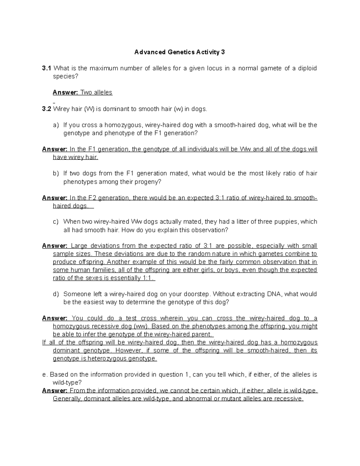 Advanced Genetics Task 3: Alleles, Inheritance Patterns, and Ratios ...