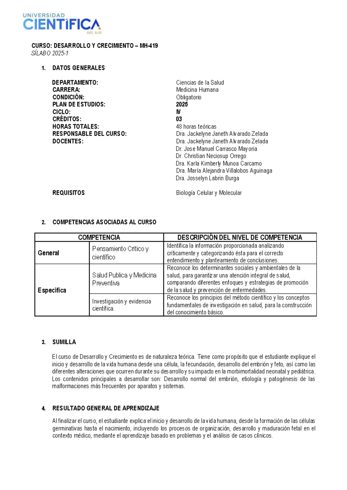 Desarrollo y Crecimiento MH-419: Sílabo y Contenidos 2025-1 - Studocu