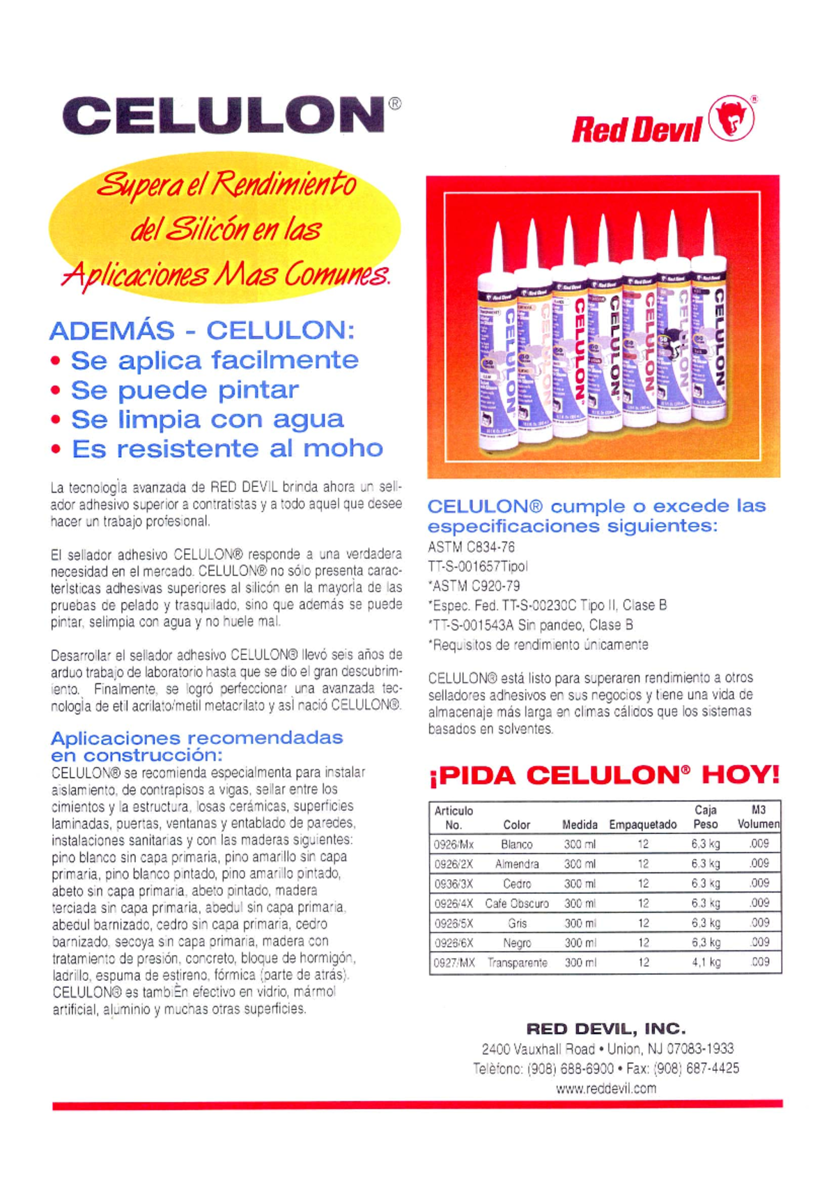 CELULON - Ficha Técnica del Sellador Adhesivo Red Devil - Studocu