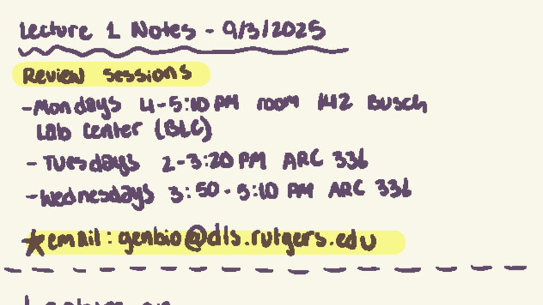 Lecture 1 Notes: Memory and Learning Overview for GenBio D Rutgers ...