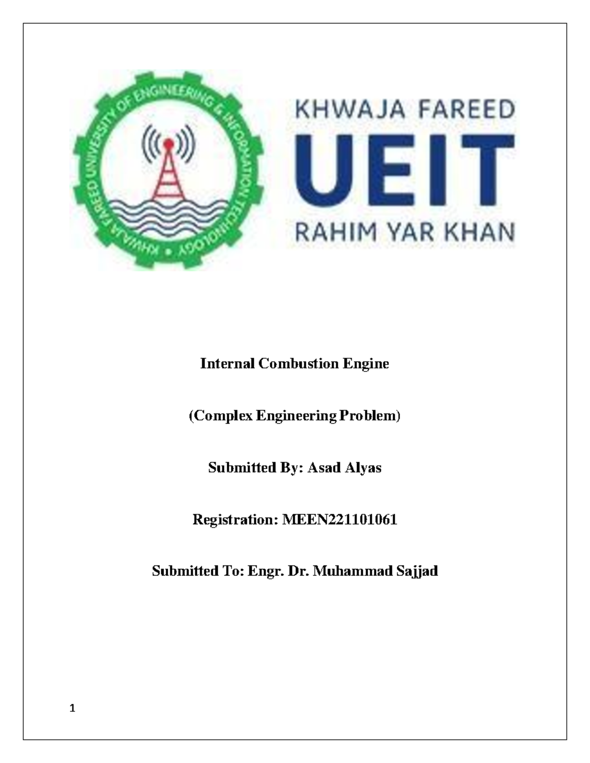 MEEN221 Internal Combustion Engine: Waste Heat & Water Recovery ...