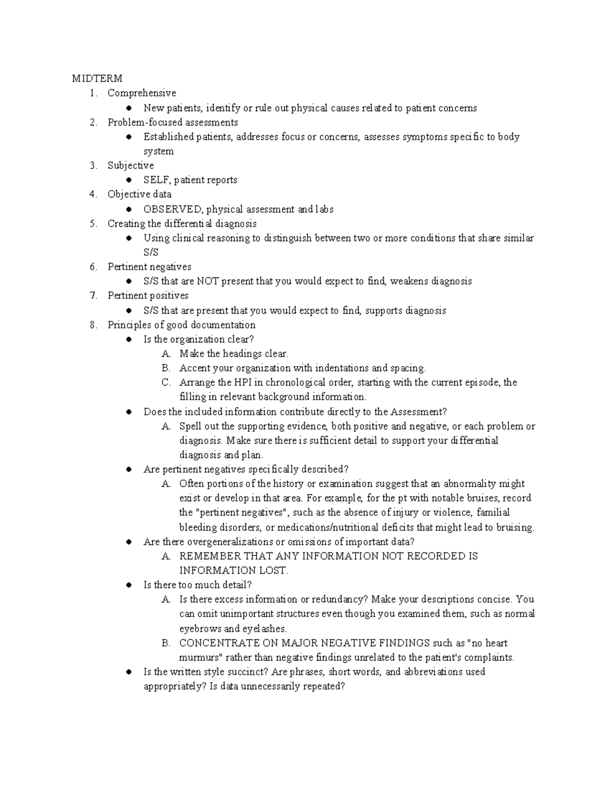 NR569 Midterm Exam: Comprehensive Patient Assessment & Diagnosis - Studocu