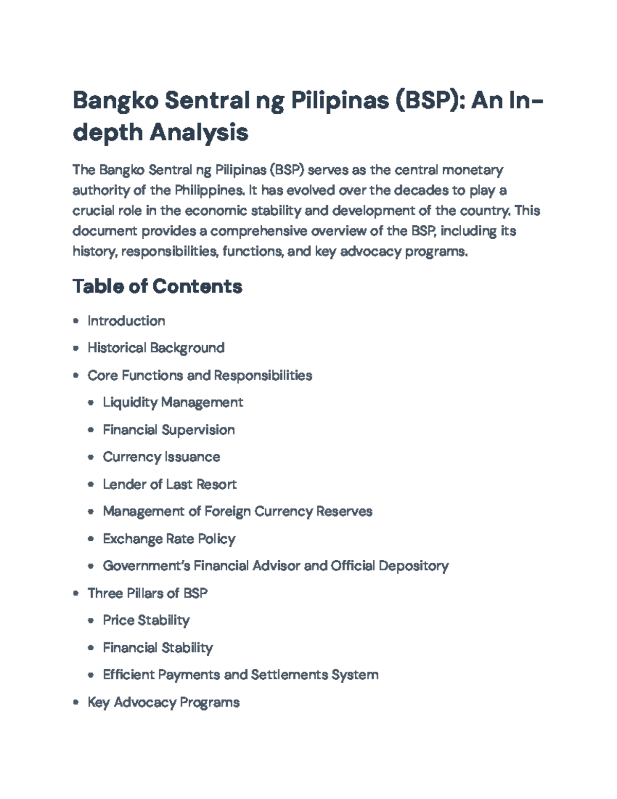 Bangko Sentral ng Pilipinas (BSP): Functions and Key Advocacy Programs ...