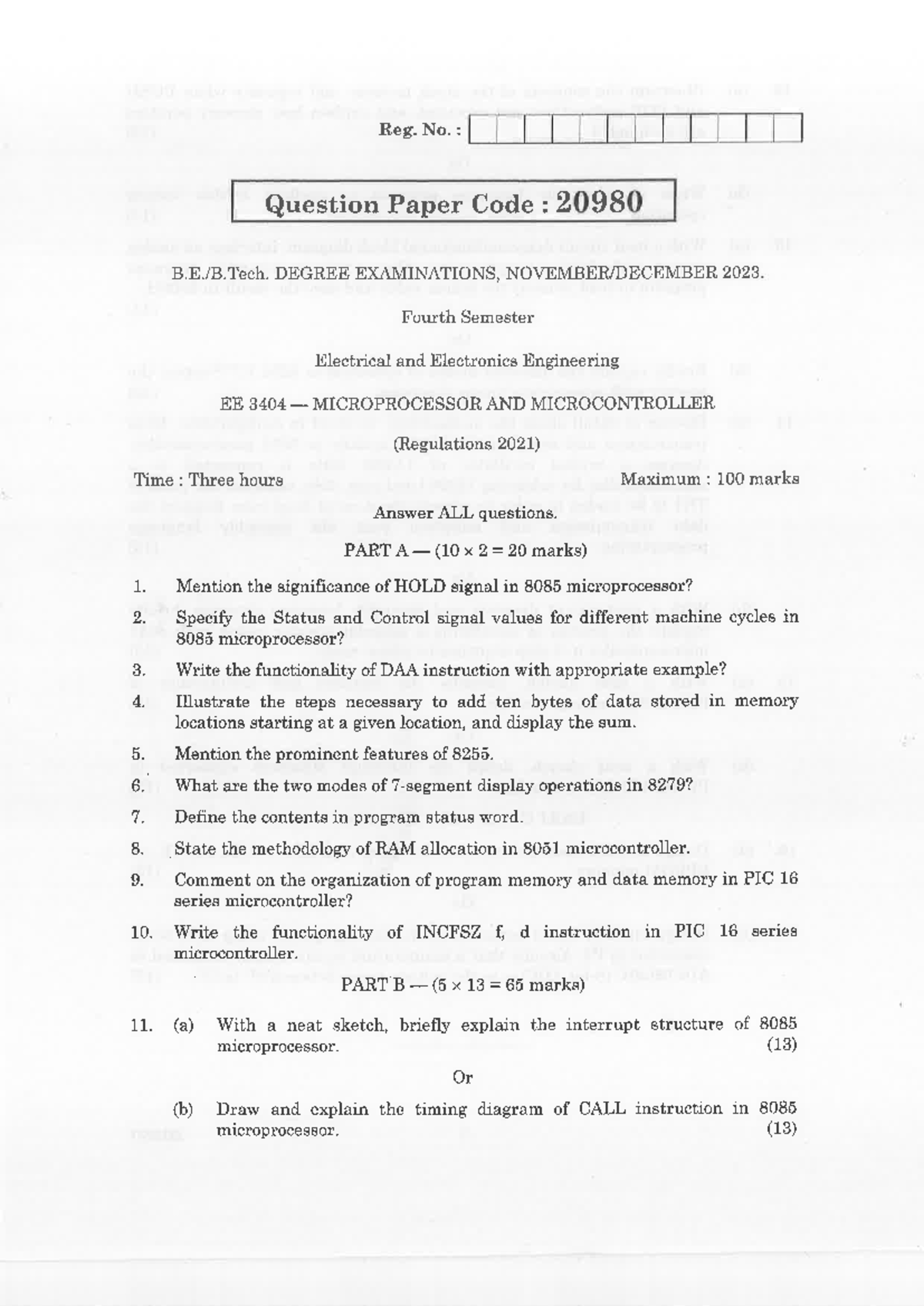 EE 3404 Final Exam Question Paper - Microprocessor & Microcontroller ...
