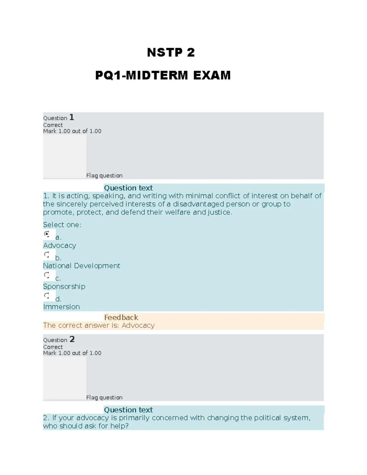 Prefinal-NSTP2 - Prefinal Exam-NSTP2 (enjoy asnwering your Lms) - Oed Sauce 2022/Programming(ACT ...