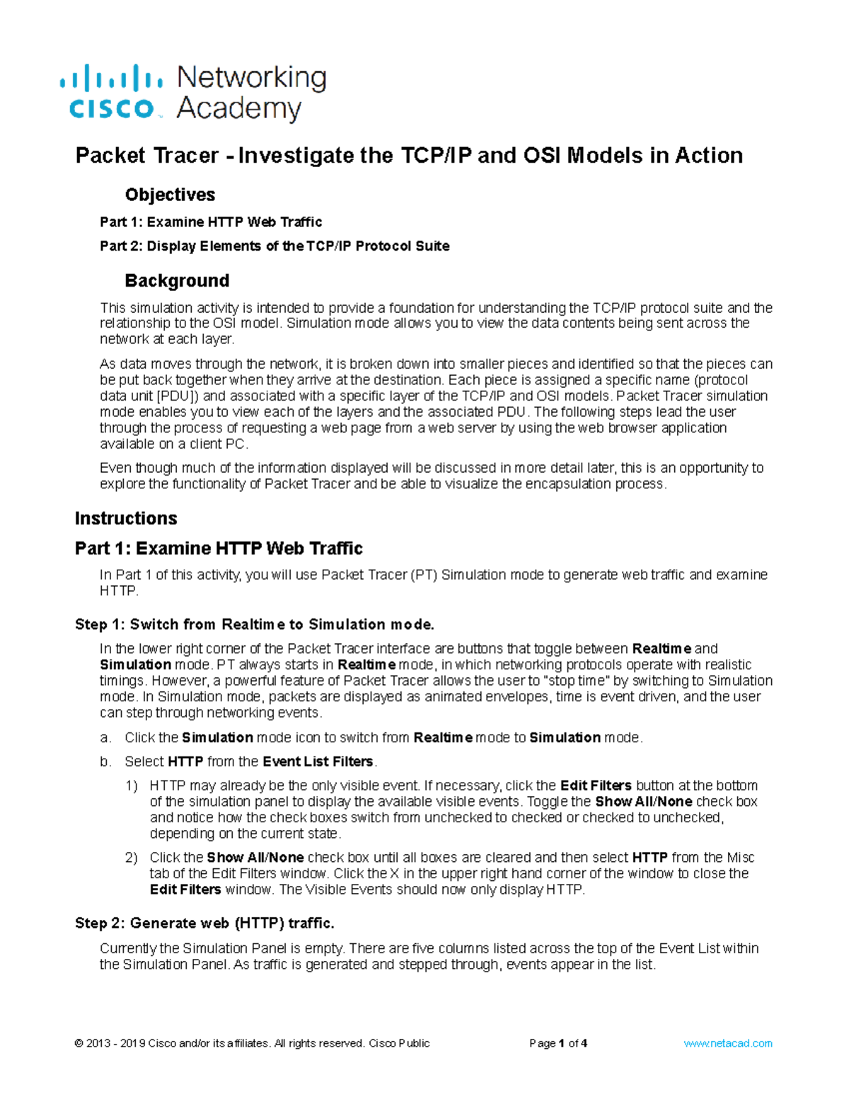 3.5.5 Packet Tracer - Exploring TCP/IP and OSI Models in Action - Studocu