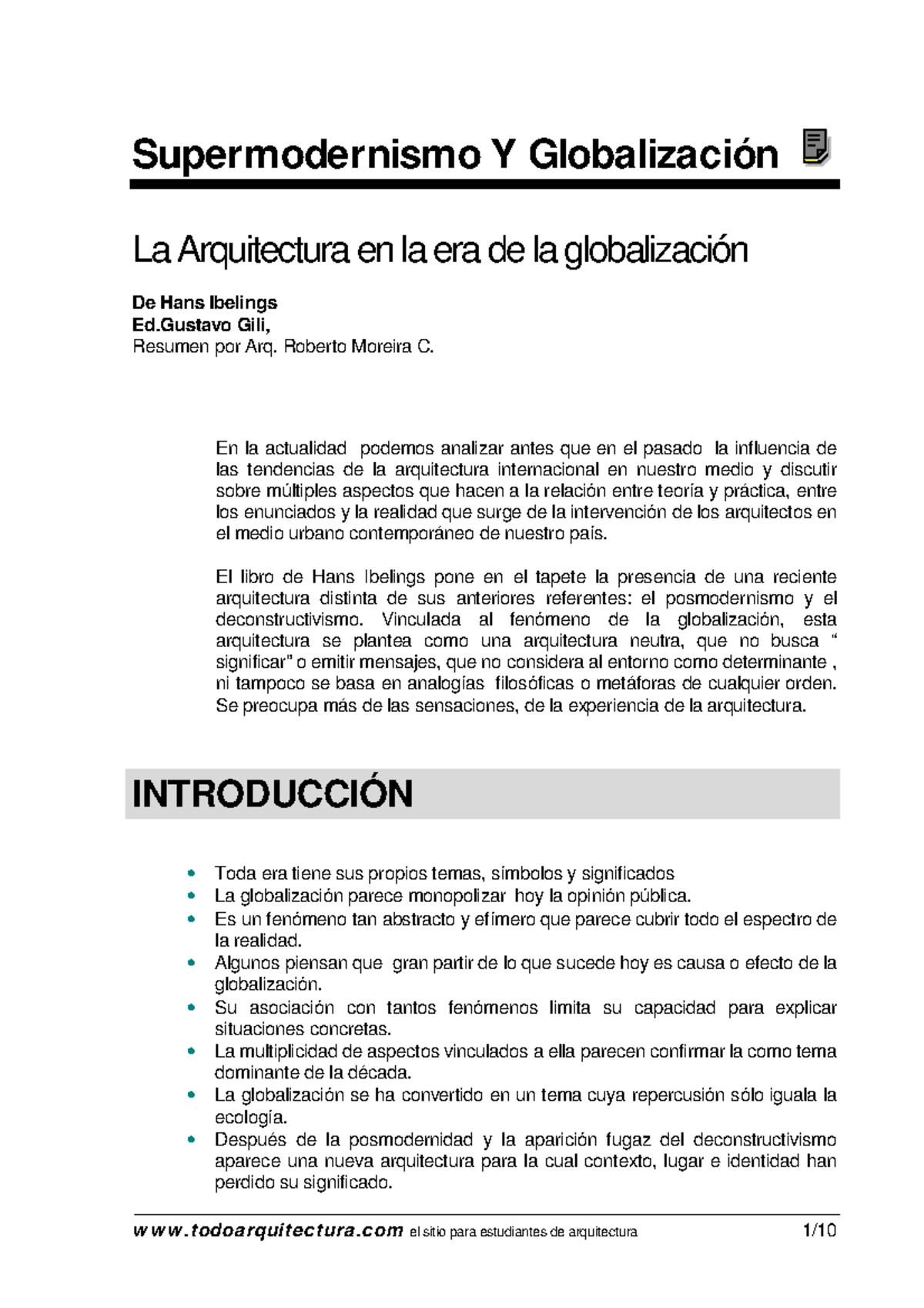 Supermodernismo y Globalización - Resumen de la Arquitectura Actual ...