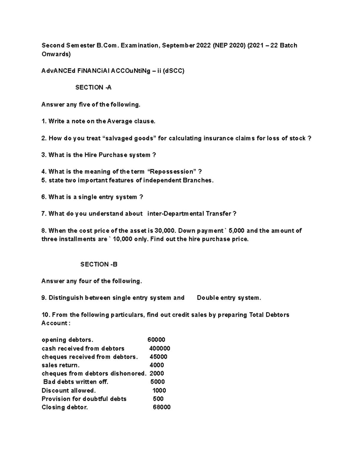 Advanced Financial Accounting-II (DSCC) - Sep 2022 Exam Solutions - Studocu