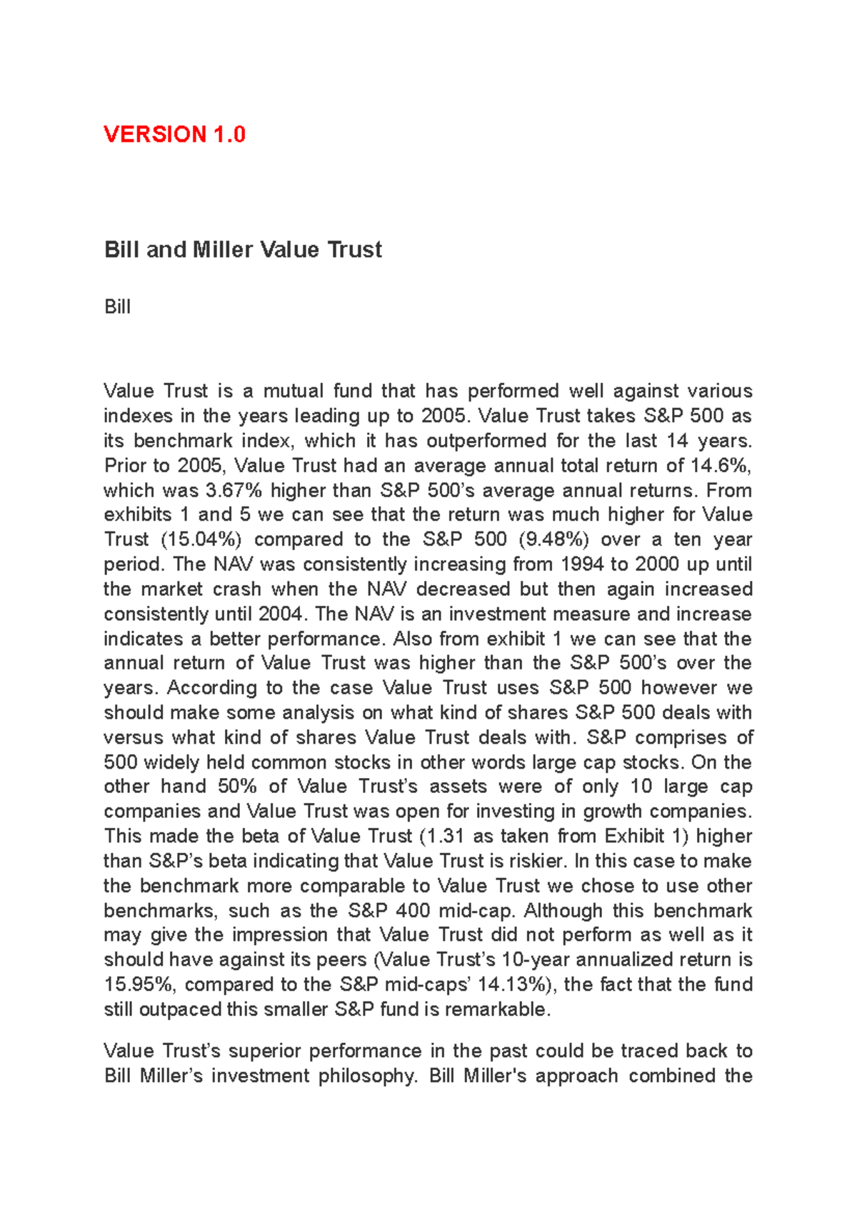 Bill Miller Value Trust Case Study: Performance Analysis & Insights ...