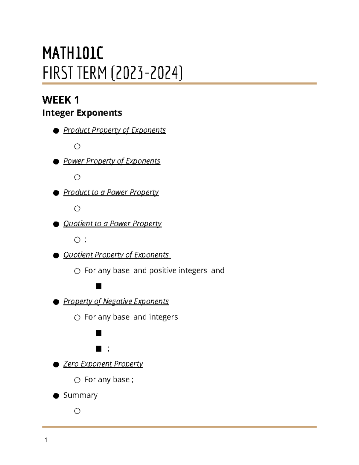 MATH101C Final Exam Review: Key Concepts and Properties - Studocu