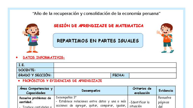 3° SES MATE MART 8: Repartimos en Partes Iguales - Aprendizaje de ...