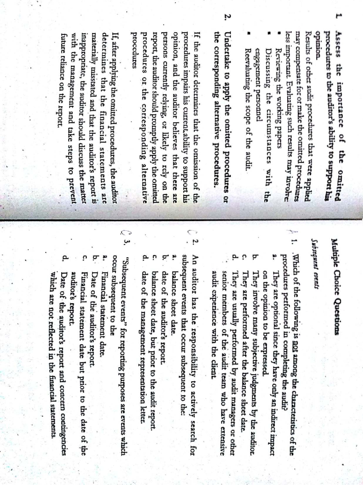 C10 Completing the Audit: Assessing Omitted Procedures and Subsequent ...