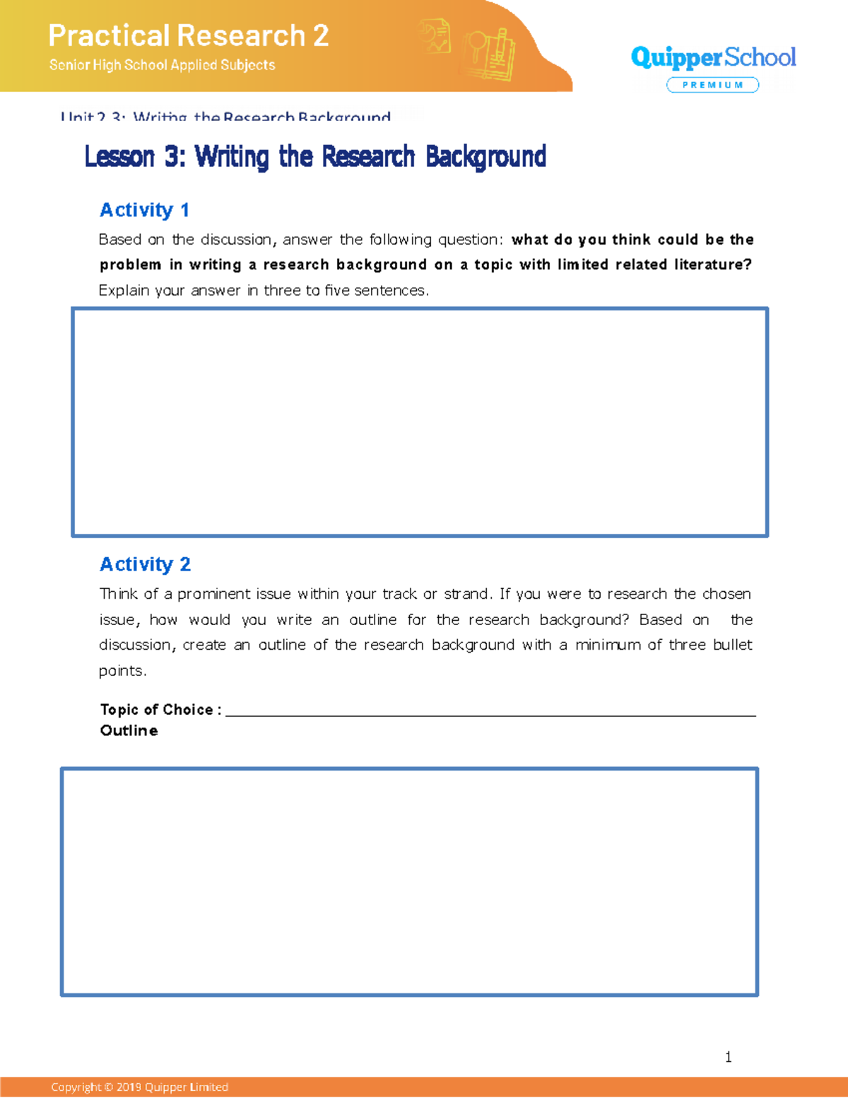 Lesson 3 Lesson 3 Writing the Research Background 0 - Lesson 3 ...