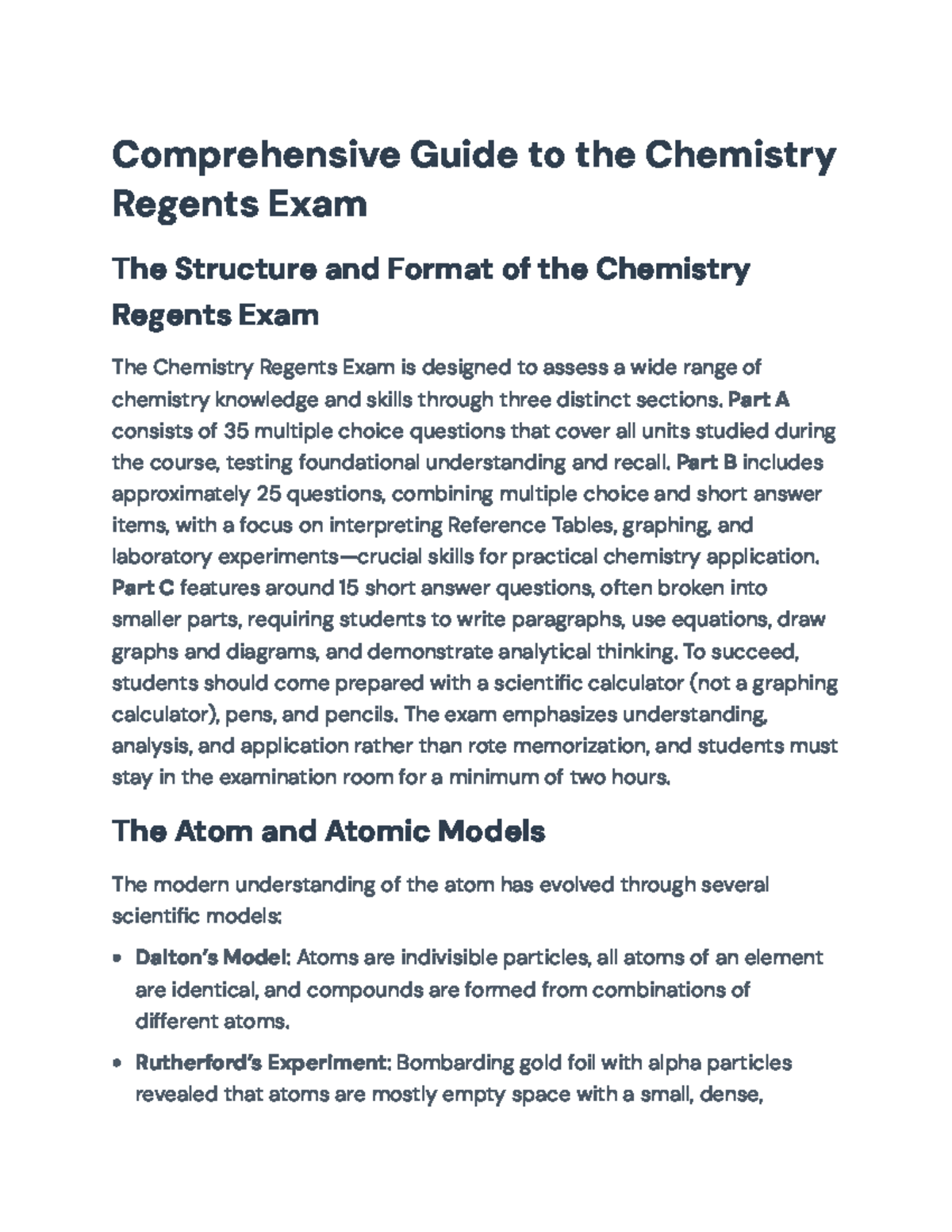 Comprehensive Chemistry Regents Exam Study Guide (Regents Prep) - Studocu