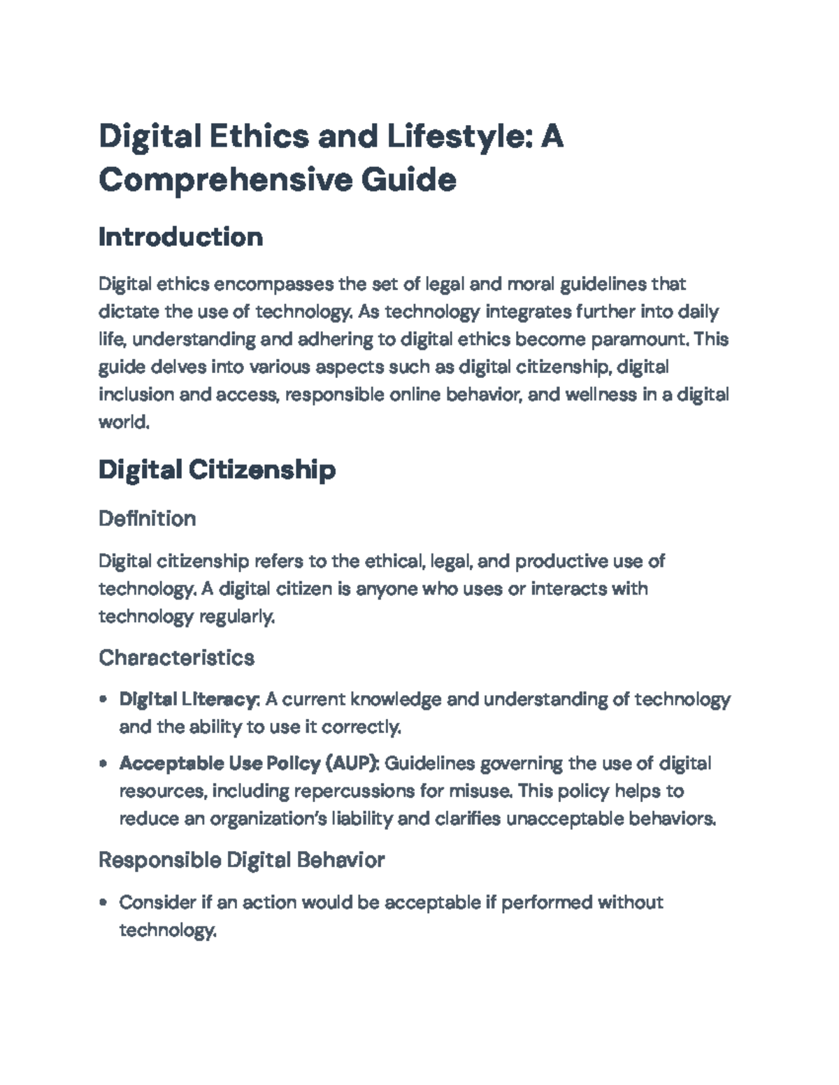 Digital Ethics and Lifestyle: Guidelines for Responsible Technology Use ...
