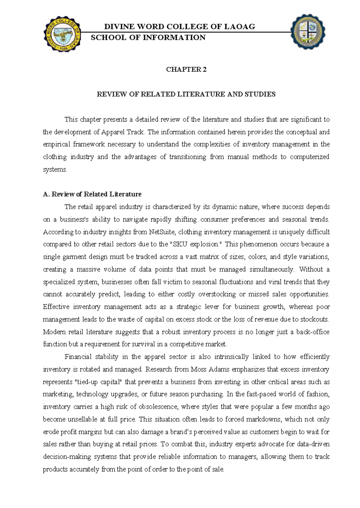 DIVINE WORD COLLEGE OF LAOAG IT CHAPTER 2: REVIEW OF RELATED LITERATURE ...
