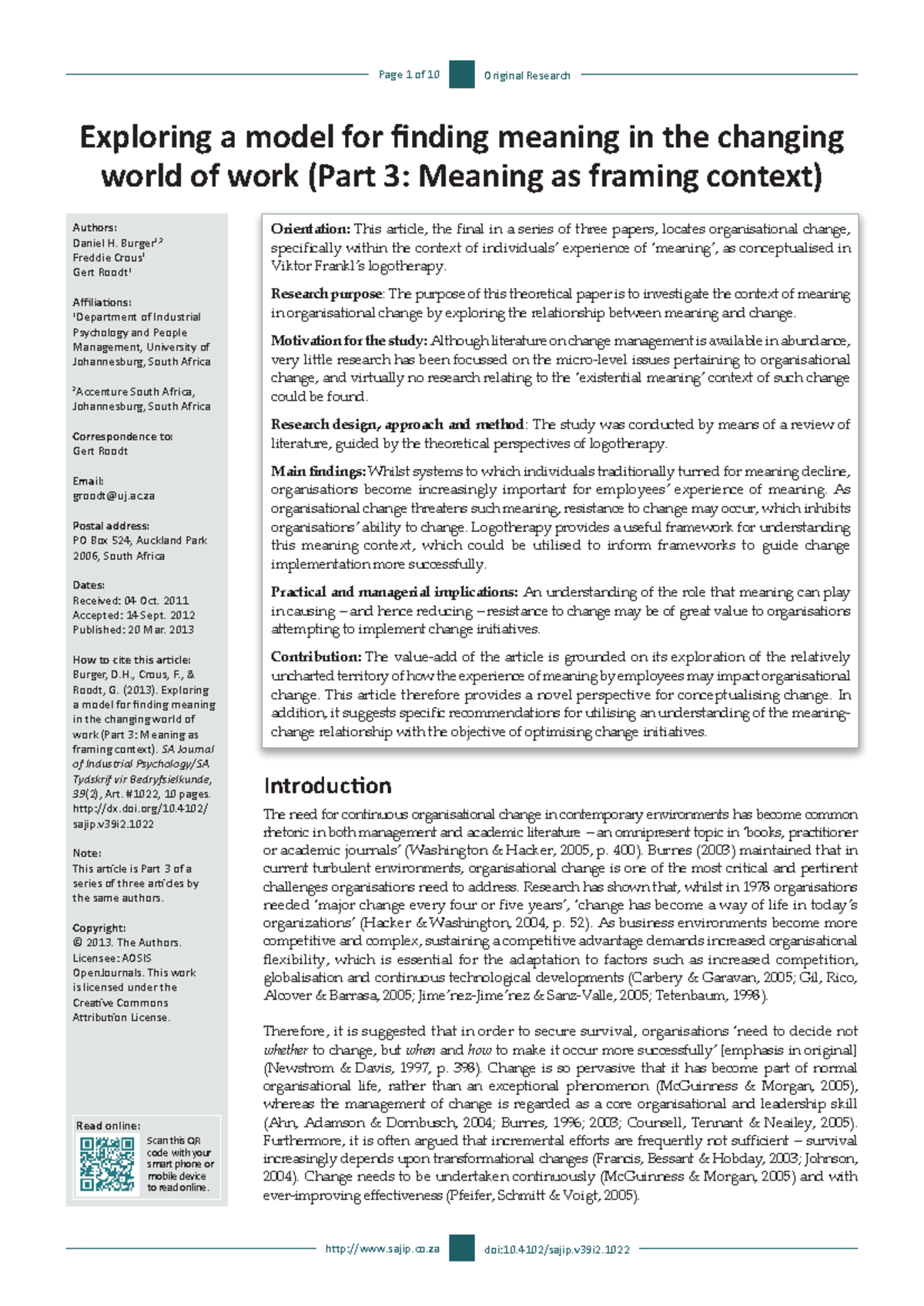 Exploring Meaning in Organizational Change: Insights from Part 3 of ...