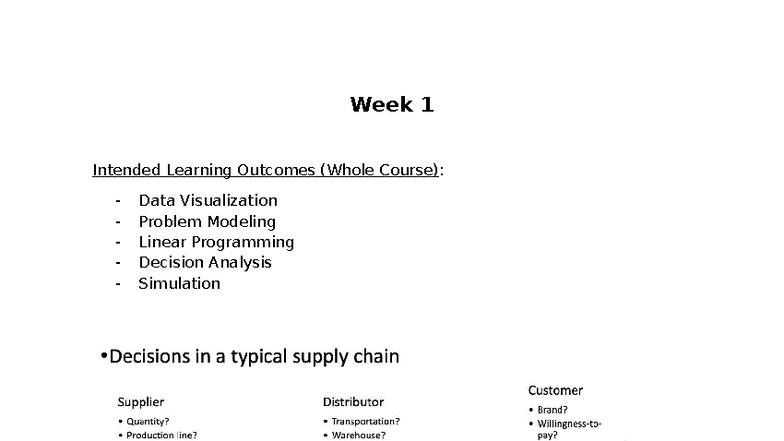 2DA3 Week 1 Learning Outcomes: Data Visualization & Decision Making ...