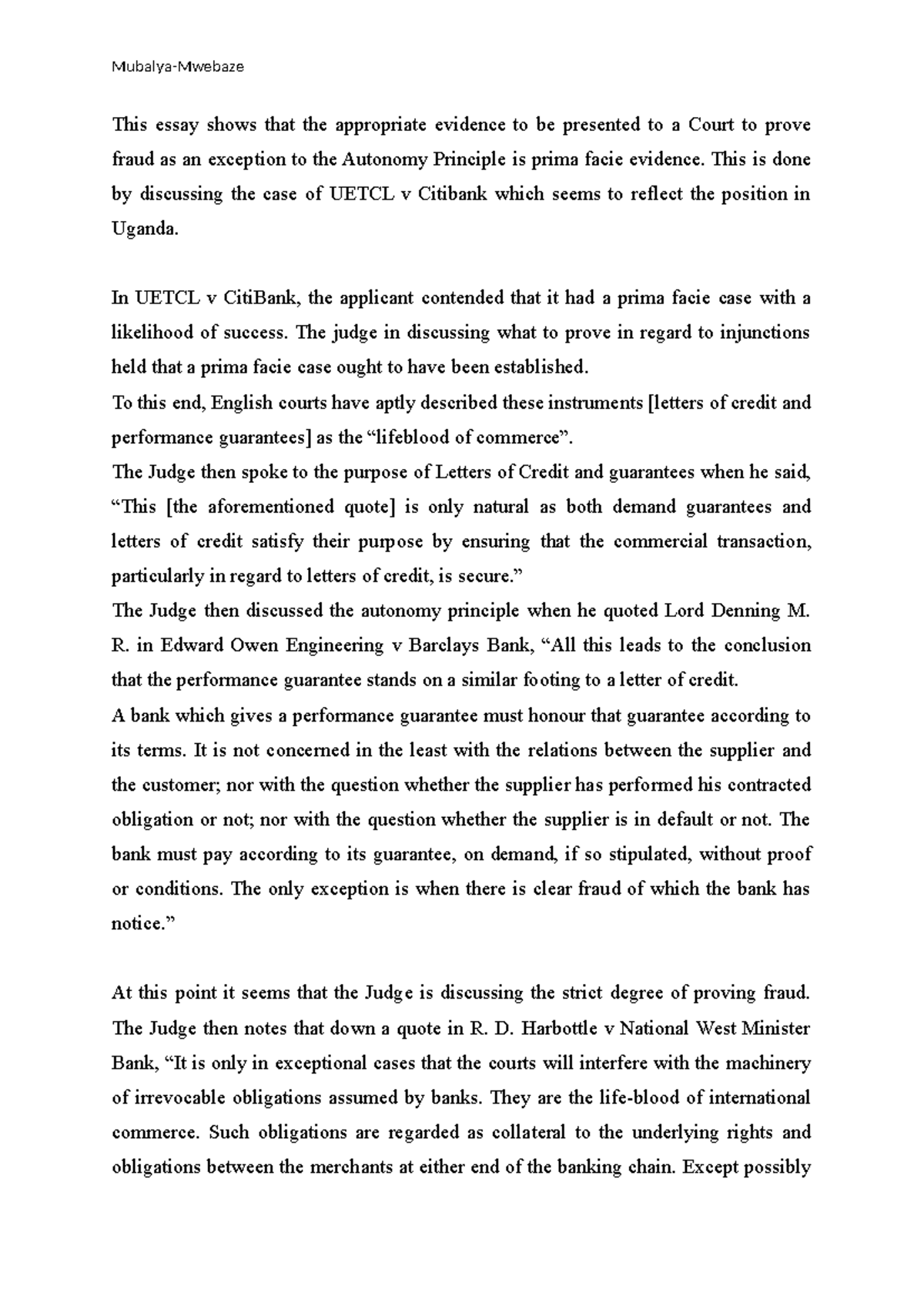 The Standard of Proof of Fraud in UETCL v CitiBank: A Legal Analysis ...