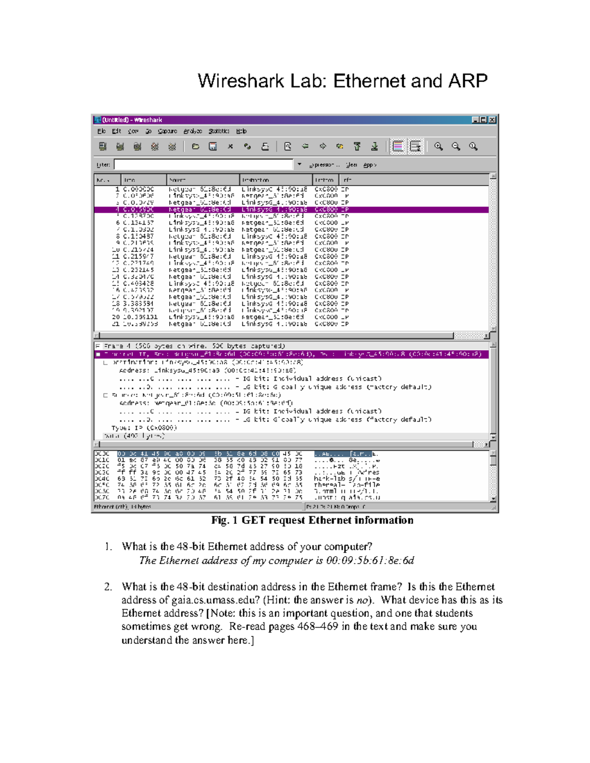 Ethernet & ARP Lab Solutions for Networking Course (CS 101) - Studocu