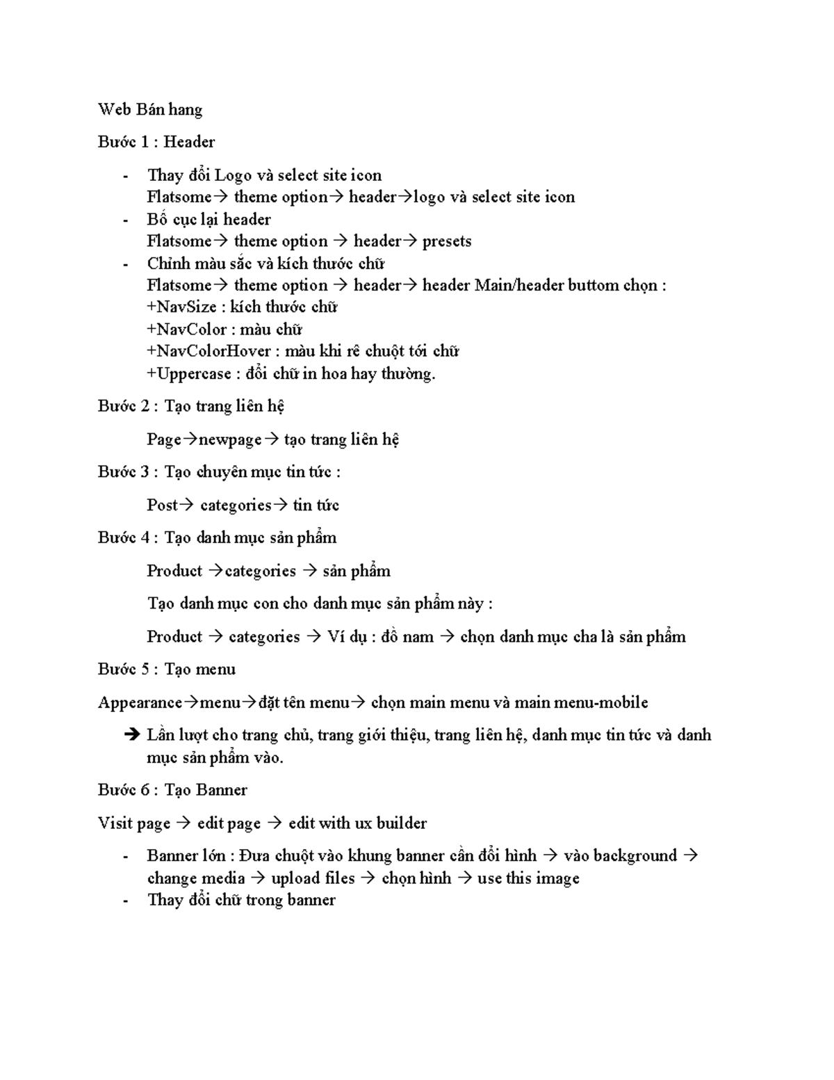 Cac Buoc Thuc Hien WEBbanhang: Huong Dan Tu A Den Z - Studocu