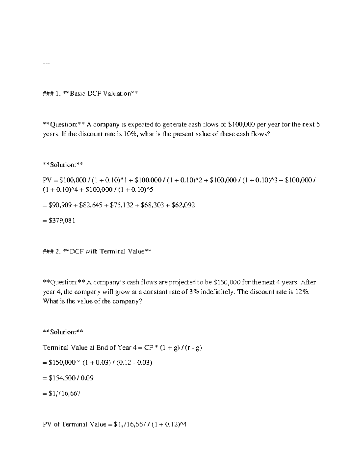 Income-Based Valuation Problems (Course Code: 1) - Studocu