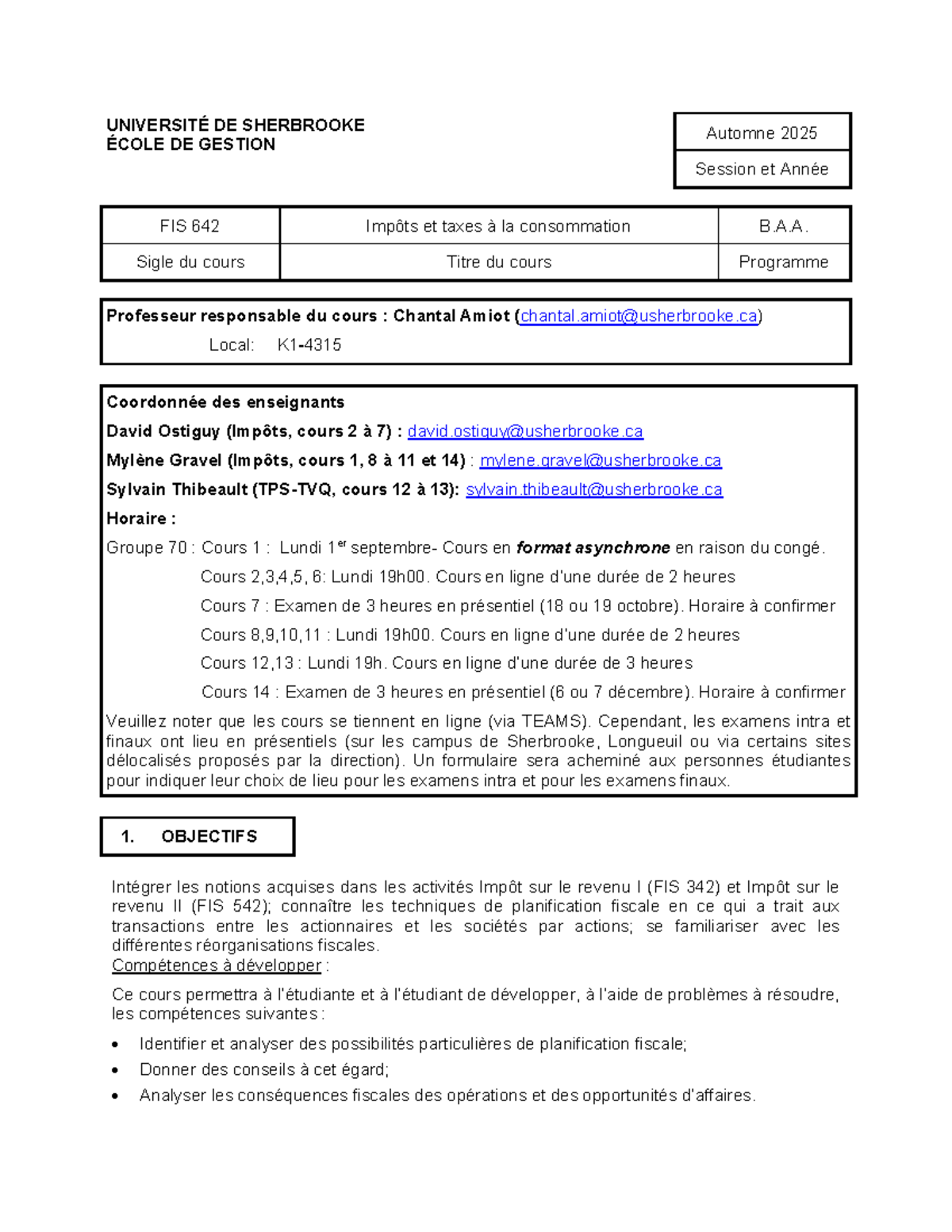 FIS 642 - Plan de Cours : Impôts et Taxes à la Consommation Automne ...