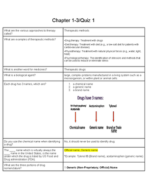 Pharmacology Ch 1, 2, 3 - Pharmacology Quiz 1 Ch 1 Chapter 1: Drug ...