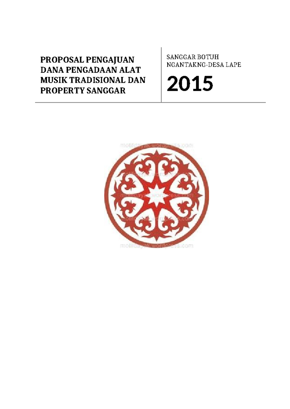 Proposal Pengajuan Dana Alat Musik Tradisional & Property Sanggar 2015 ...