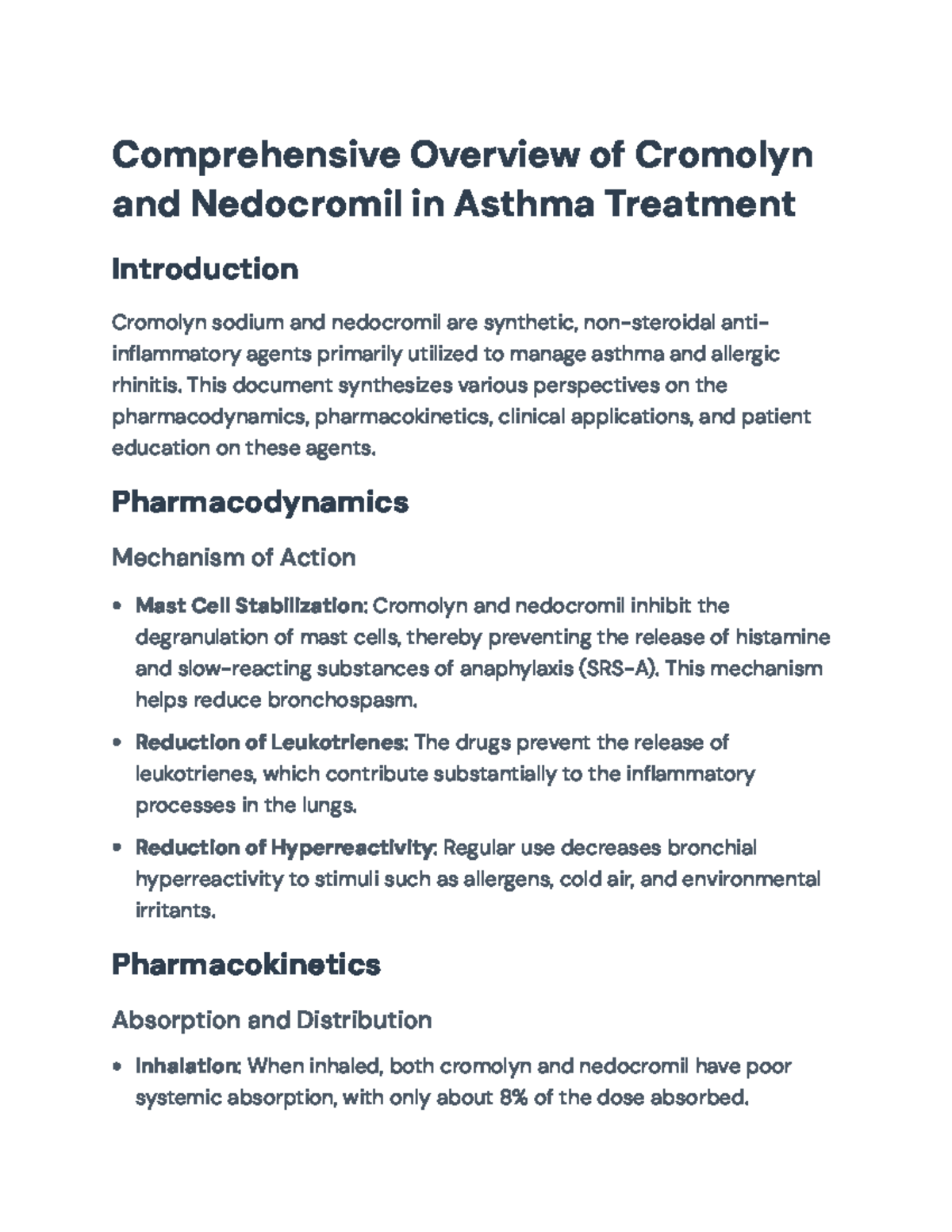 Cromolyn and Nedocromil: Asthma Management Overview and Insights ...
