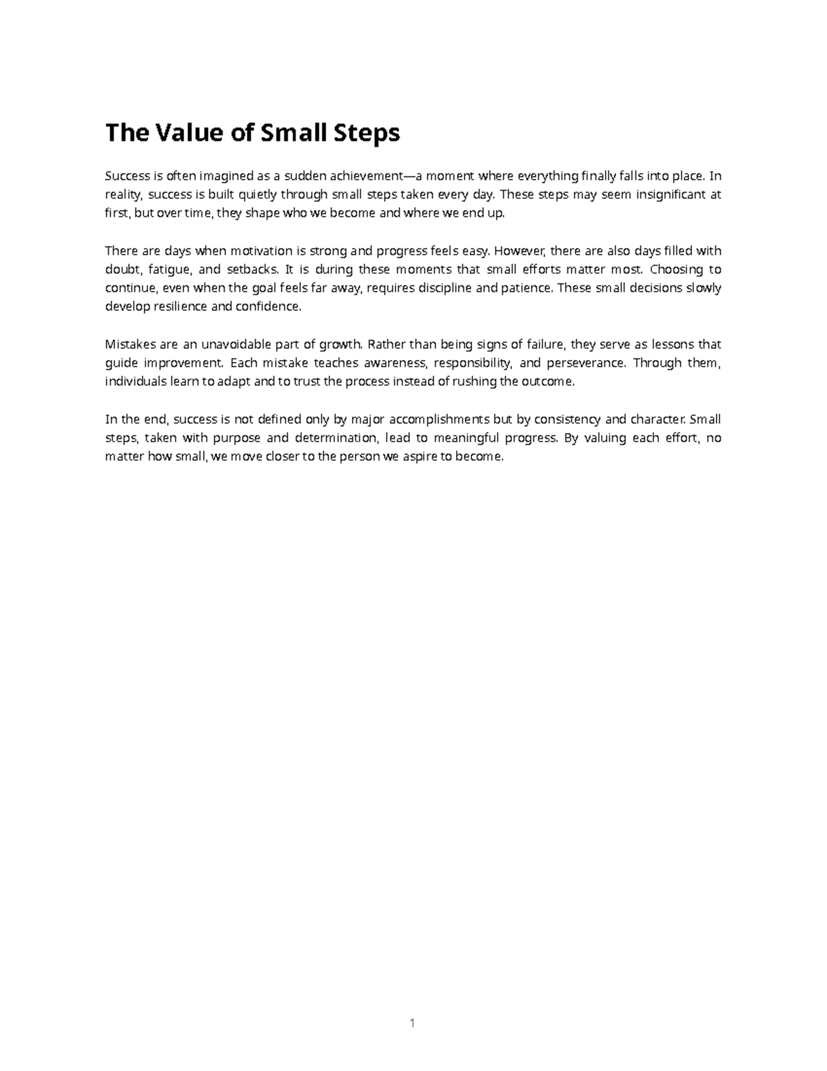 The Importance of Small Steps in Achieving Success - Studocu