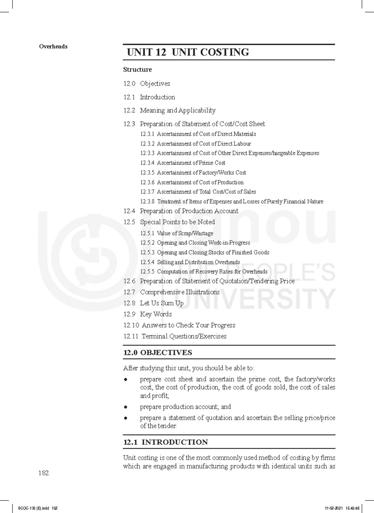 Unit Costing and Overheads Analysis - Block 4 - Corporate Finance - Studocu
