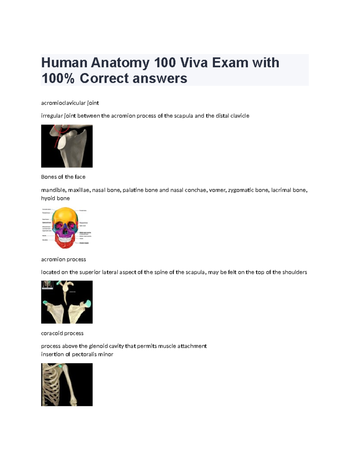 Human Anatomy 100 Final Exam: Comprehensive Study Guide - Studocu