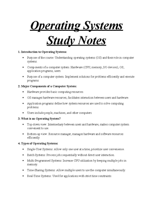 CS604 Operating Systems Complete Handouts Pdf - Op e ra t in g S ys t e m s - [ CS - 6 0 4 ] Le ...