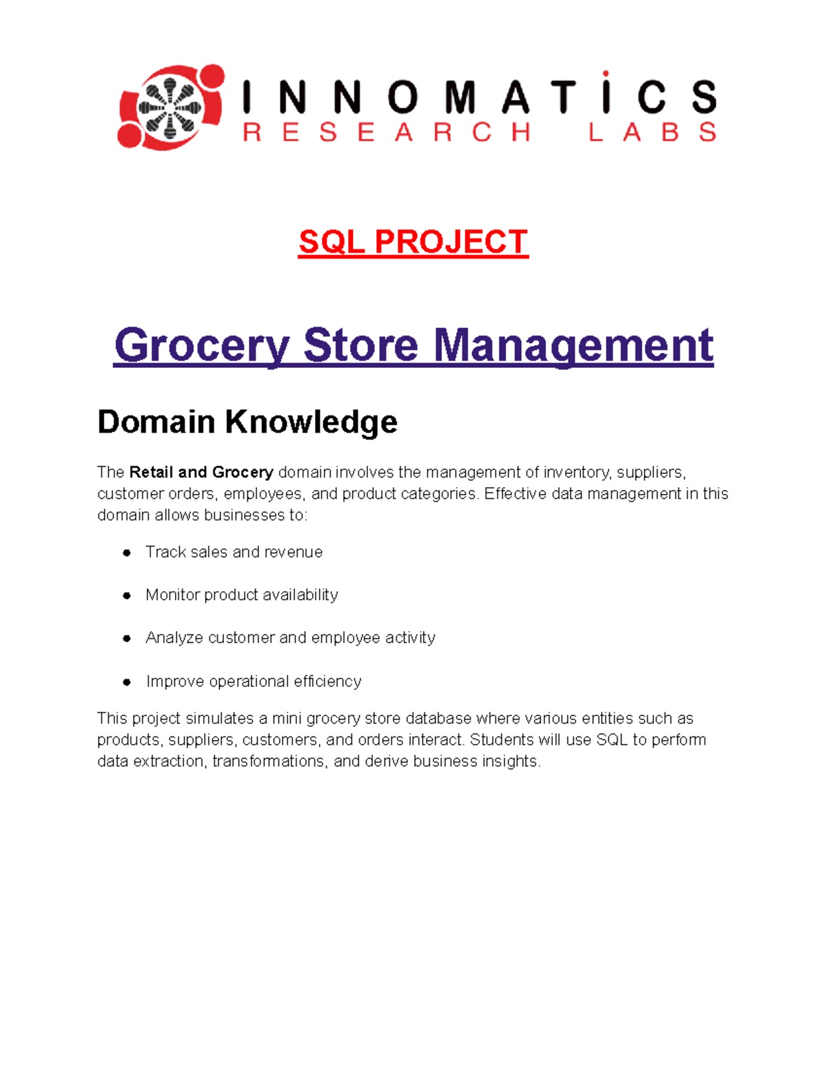 SQL PROJECT: Grocery Store Management Database Design and Analysis ...