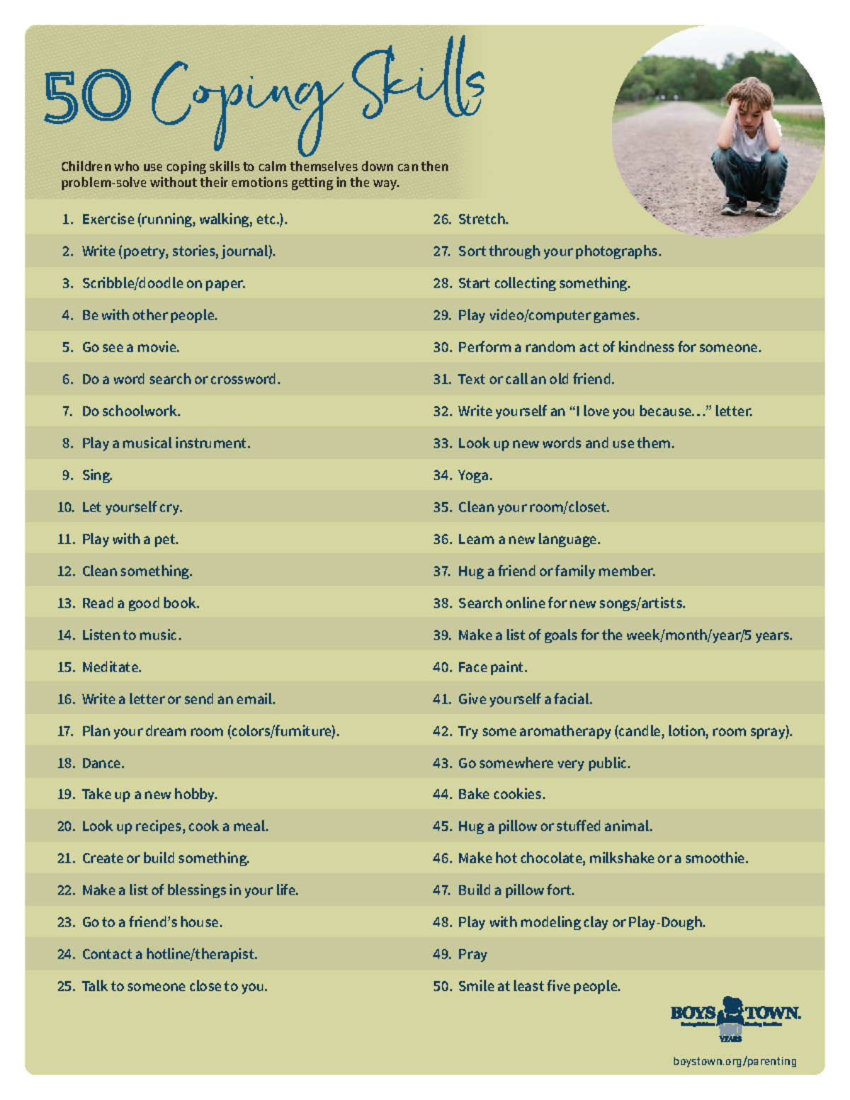 50 Coping Skills for Children - Notes - Studocu