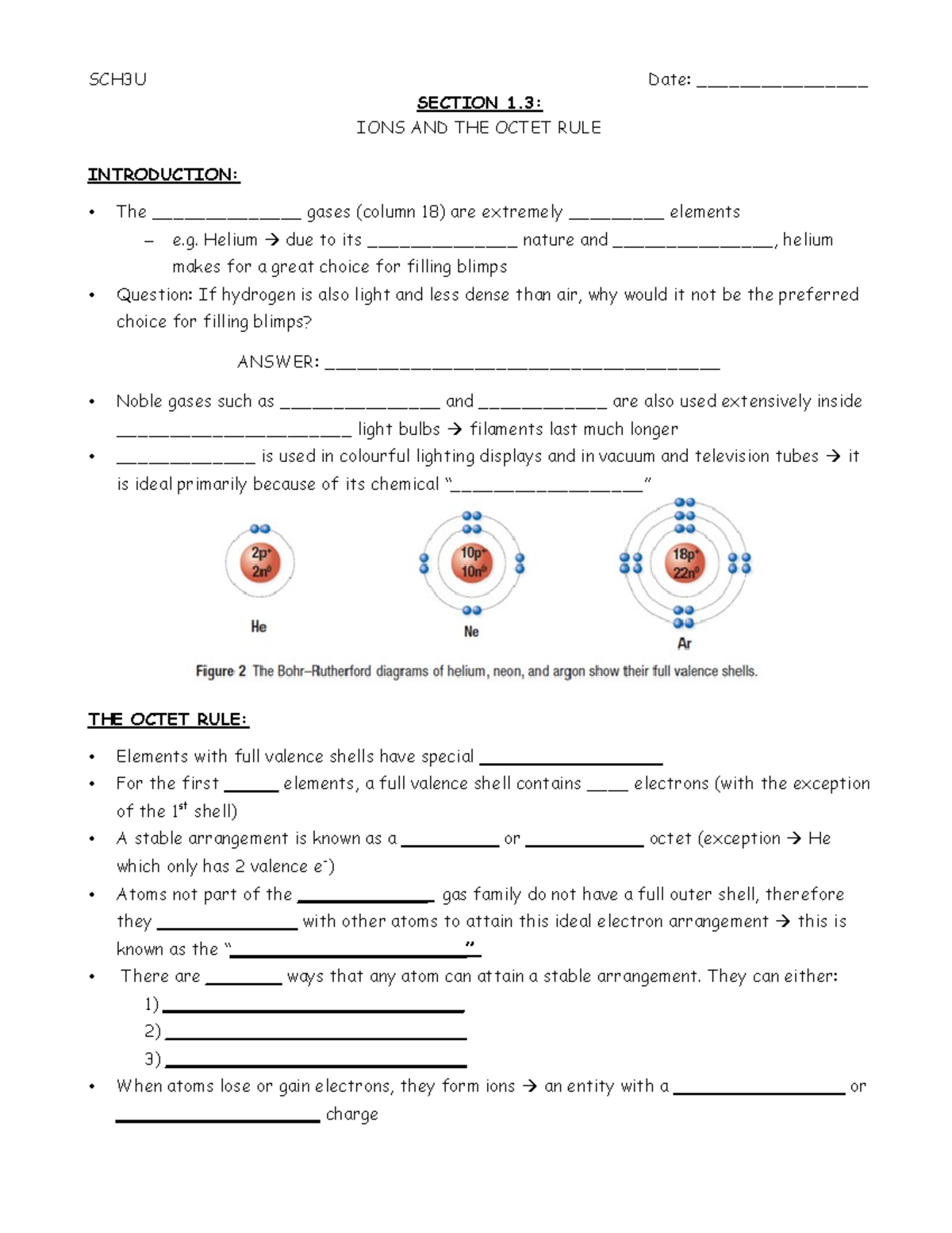 SCH3U Final Exam: Ions and the Octet Rule (Section 1.3) - Studocu