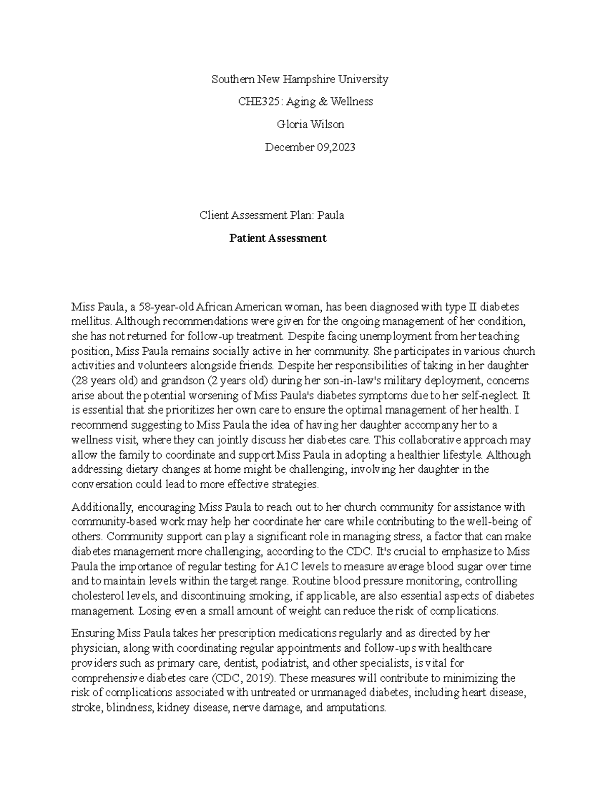 CHE 325 - Final Project - Client Assessment Plan for Aging & Wellness ...