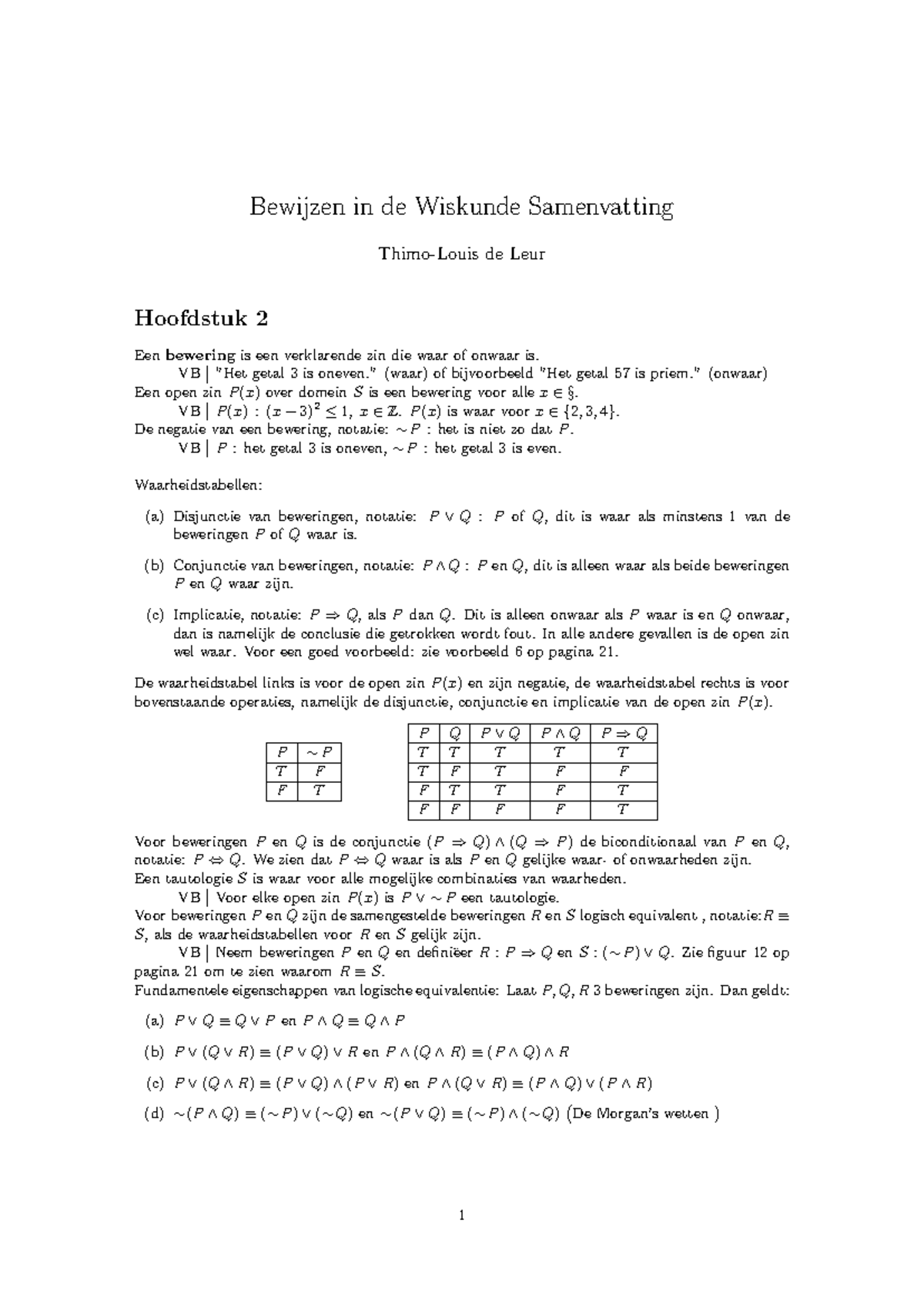 Bewijzen in de Wiskunde: Samenvatting Theorie Hoofdstuk 2-7 - Studeersnel