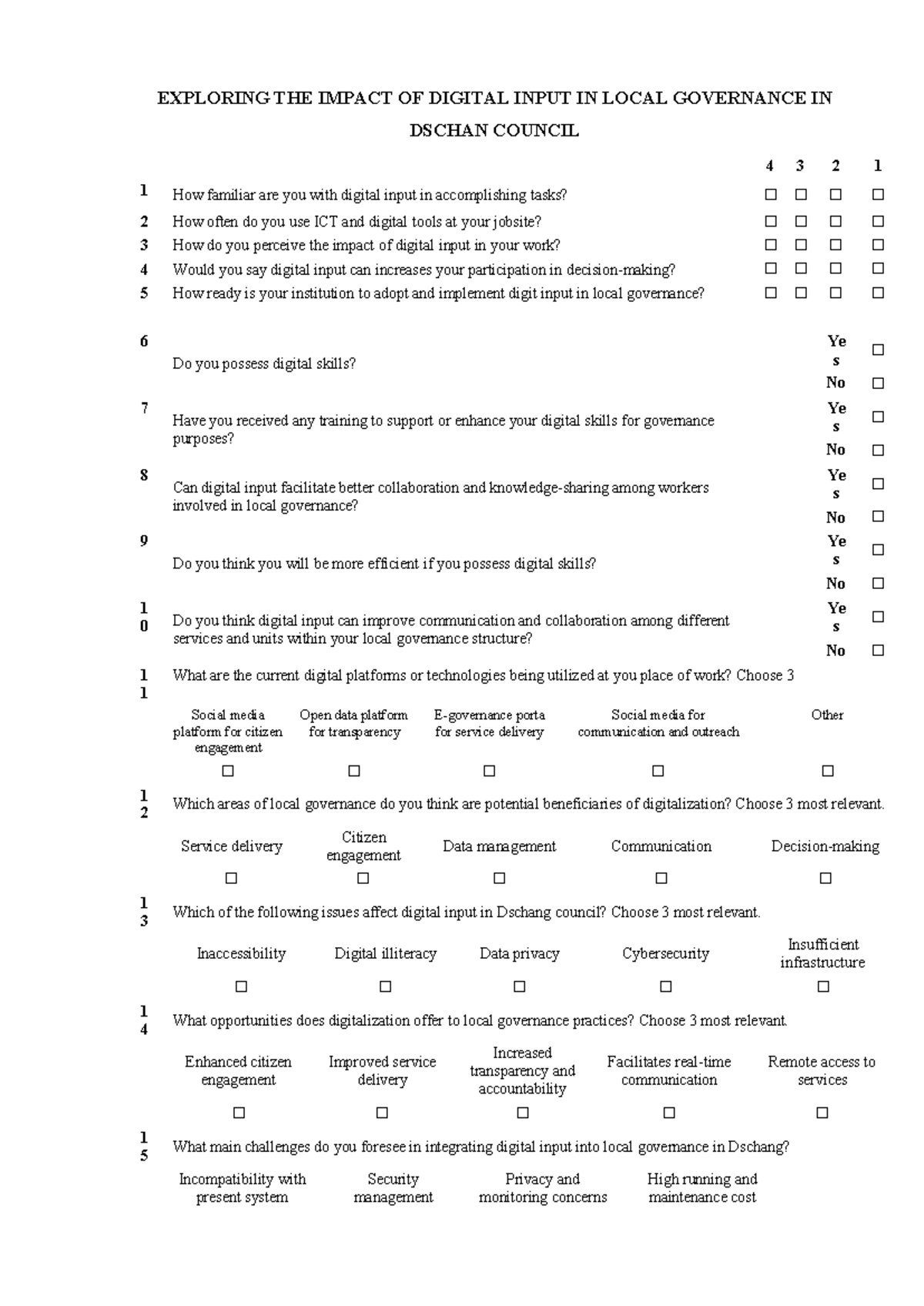 Digital Input in Local Governance: Dschang Council Survey Analysis ...