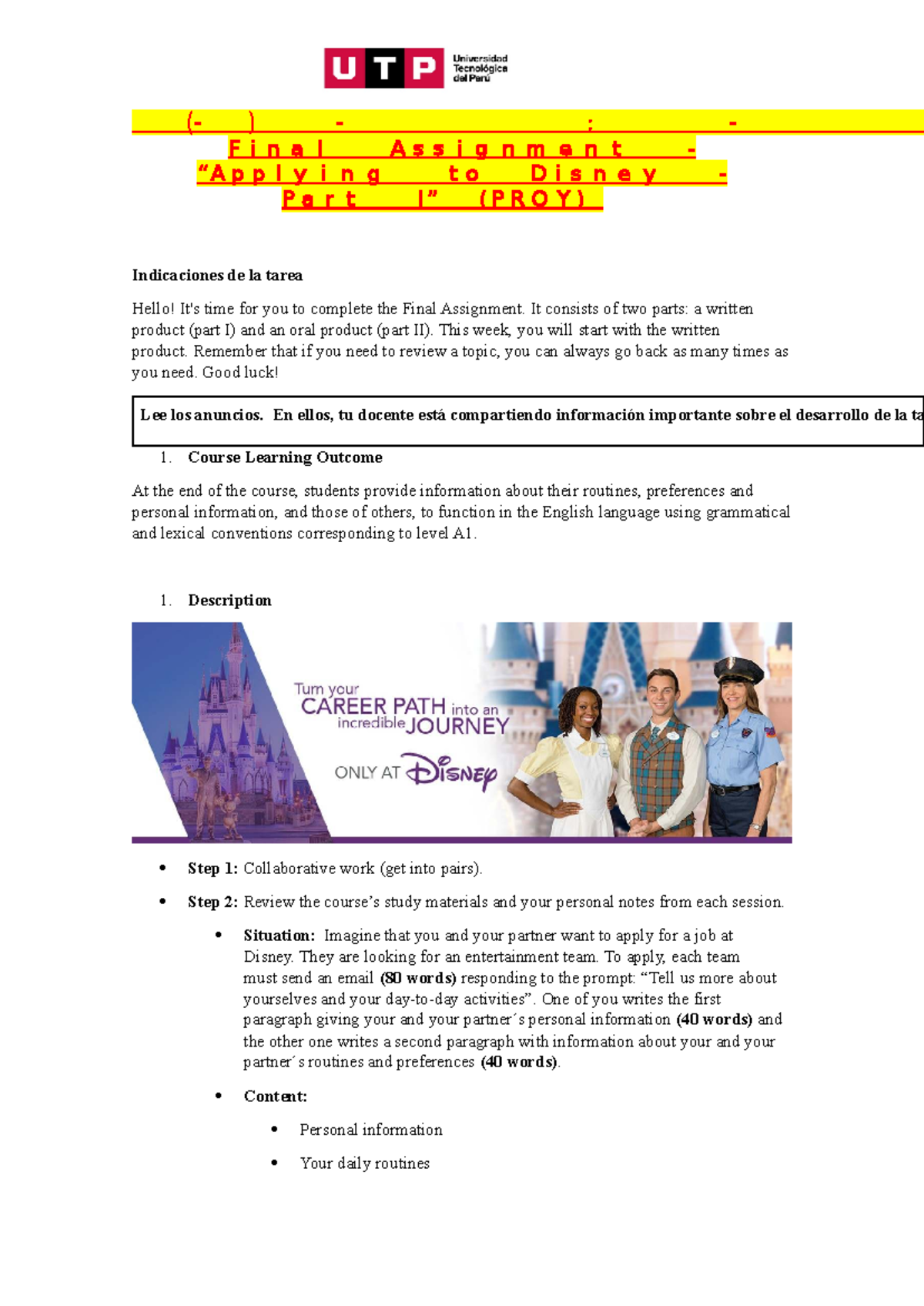 🔴 (AC-S17) Week 17 - Final Assignment: Applying to Disney - Part I ...