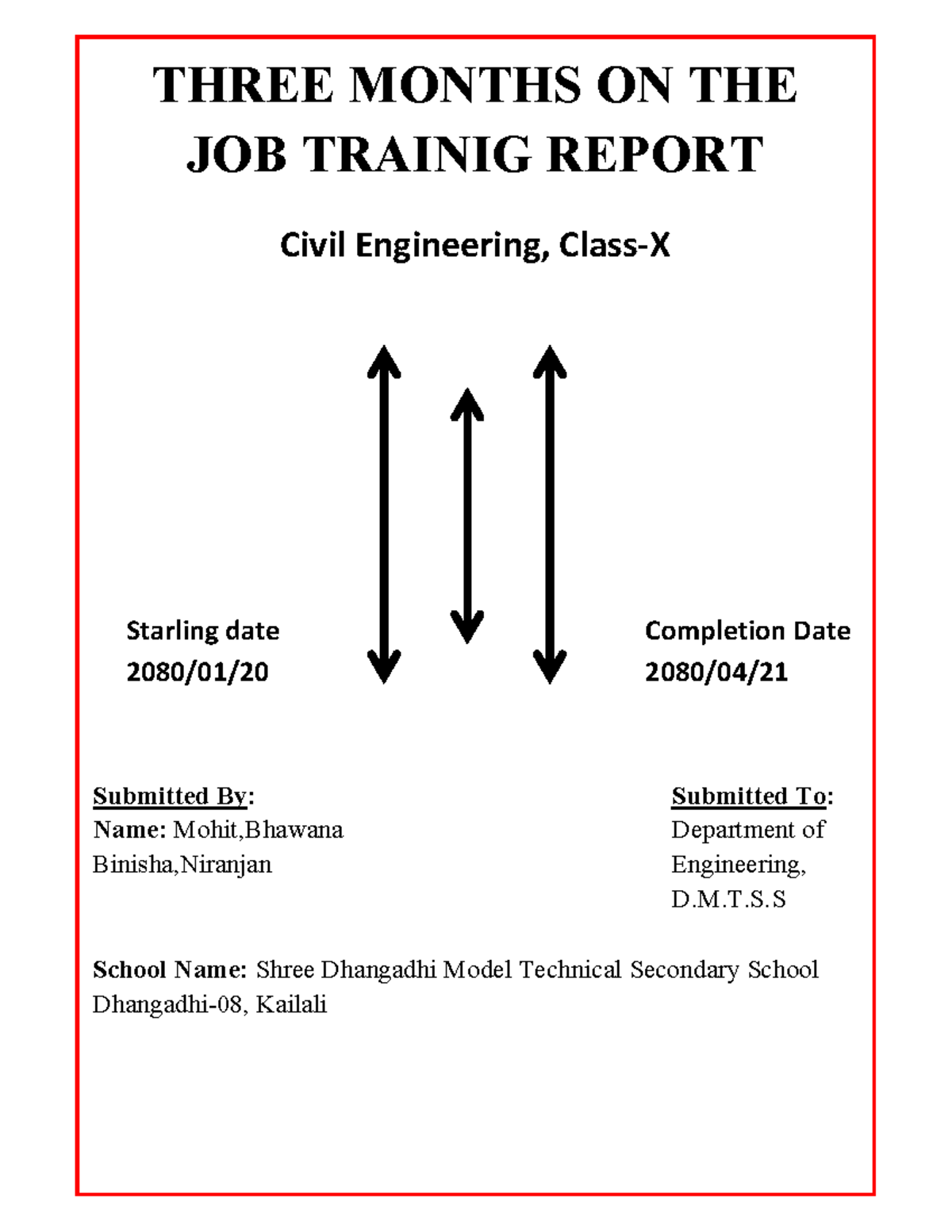 Final OJT Report for Civil Engineering Students (Class X) 2079-80 - Studocu