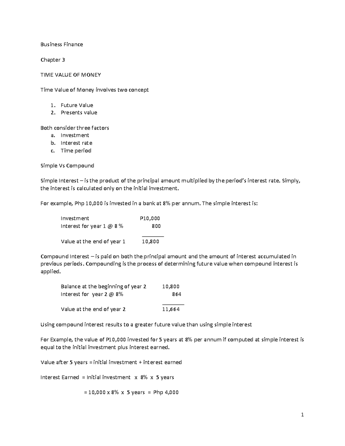 Business Finance CH 3: Time Value of Money Explained - Studocu