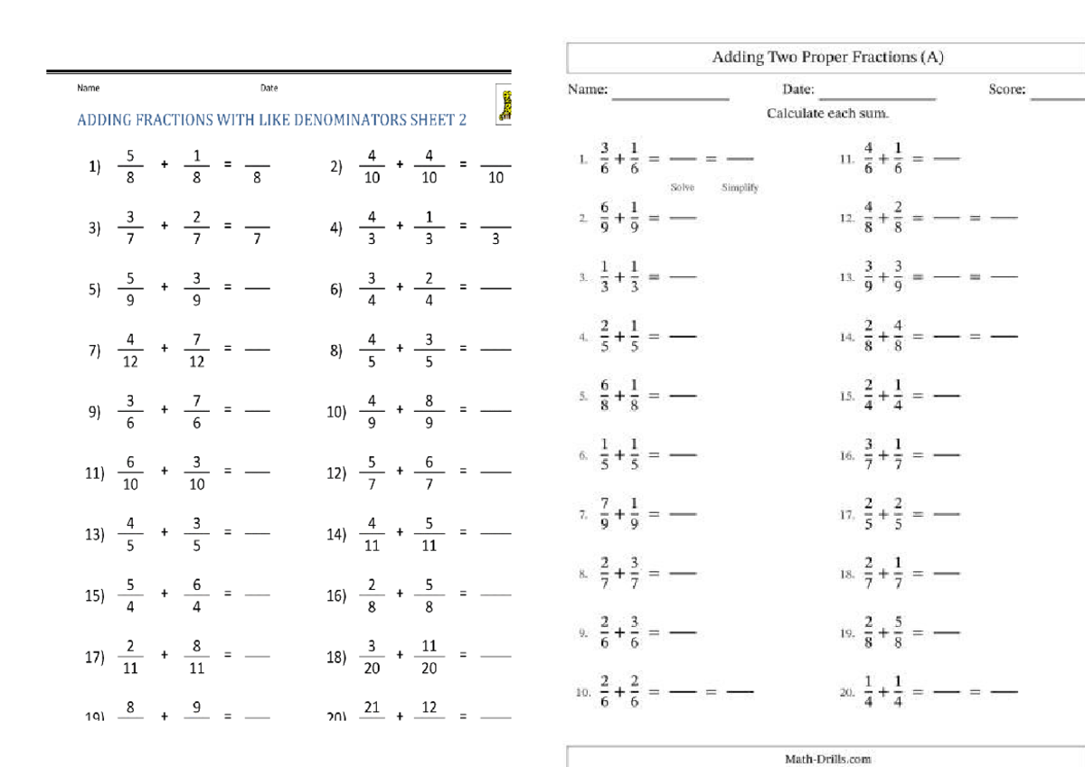 Adding similar fraction - General Education - Adding Two Proper ...