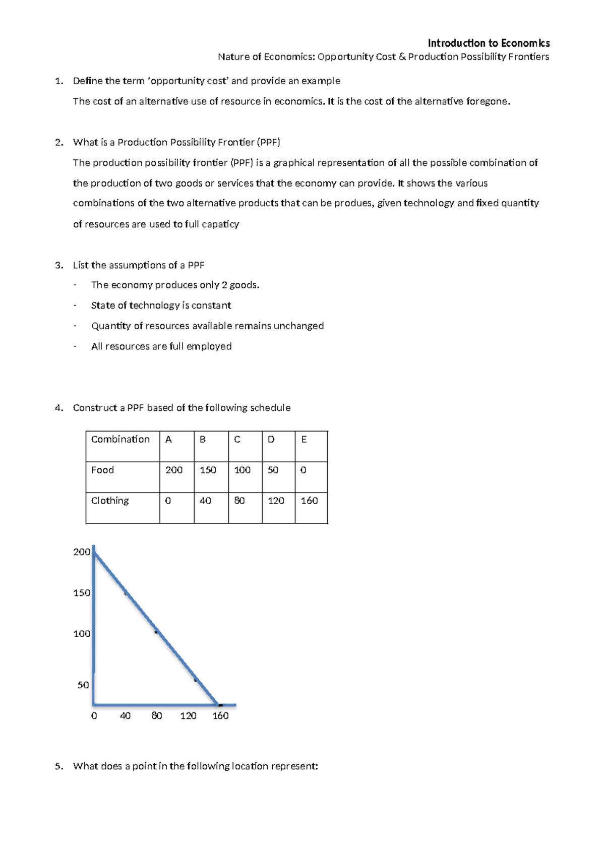 02. Nature of Economics: Opportunity Cost & PPF Overview - Studocu