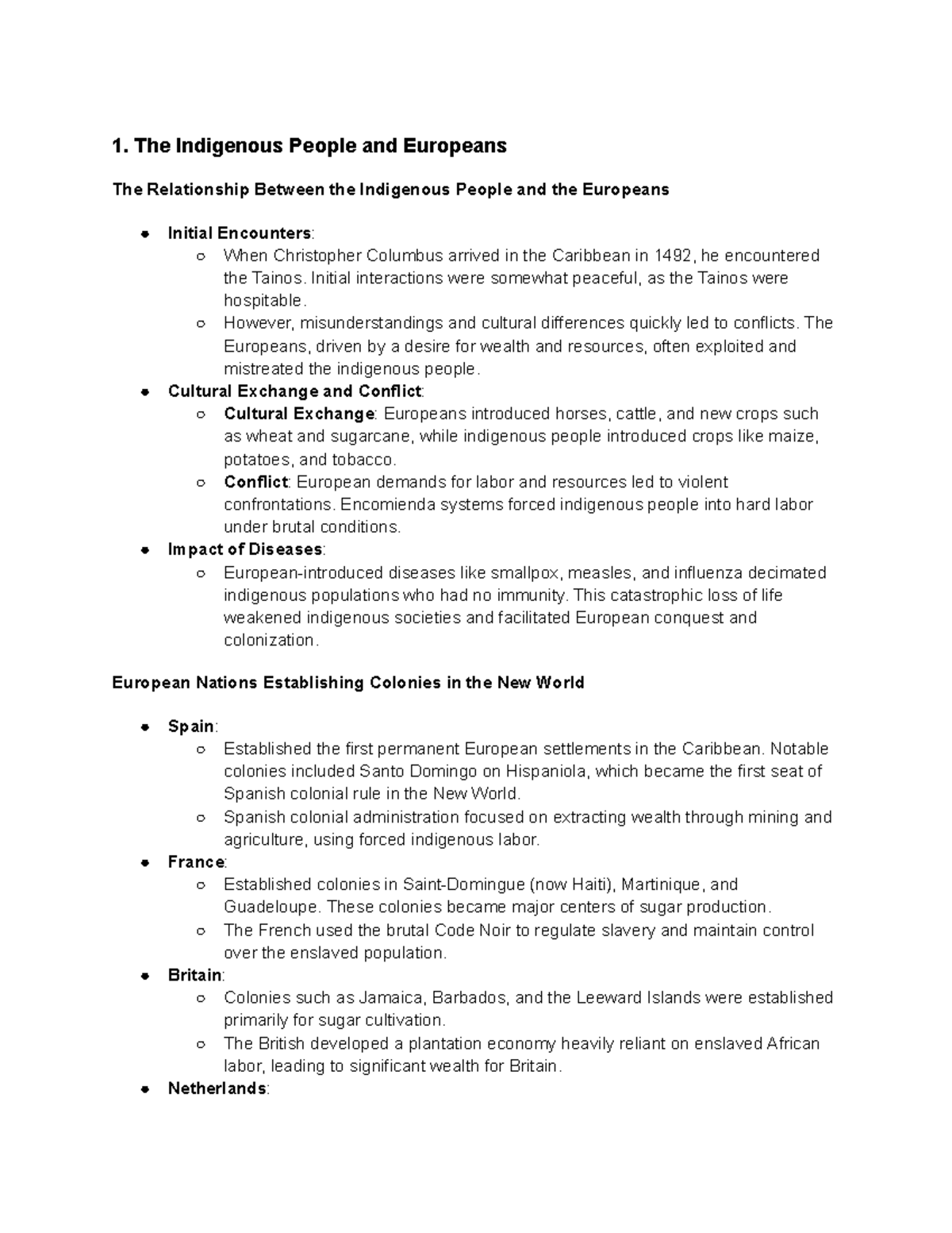 HIST 101: Indigenous People, Colonization & Slavery in the Caribbean ...