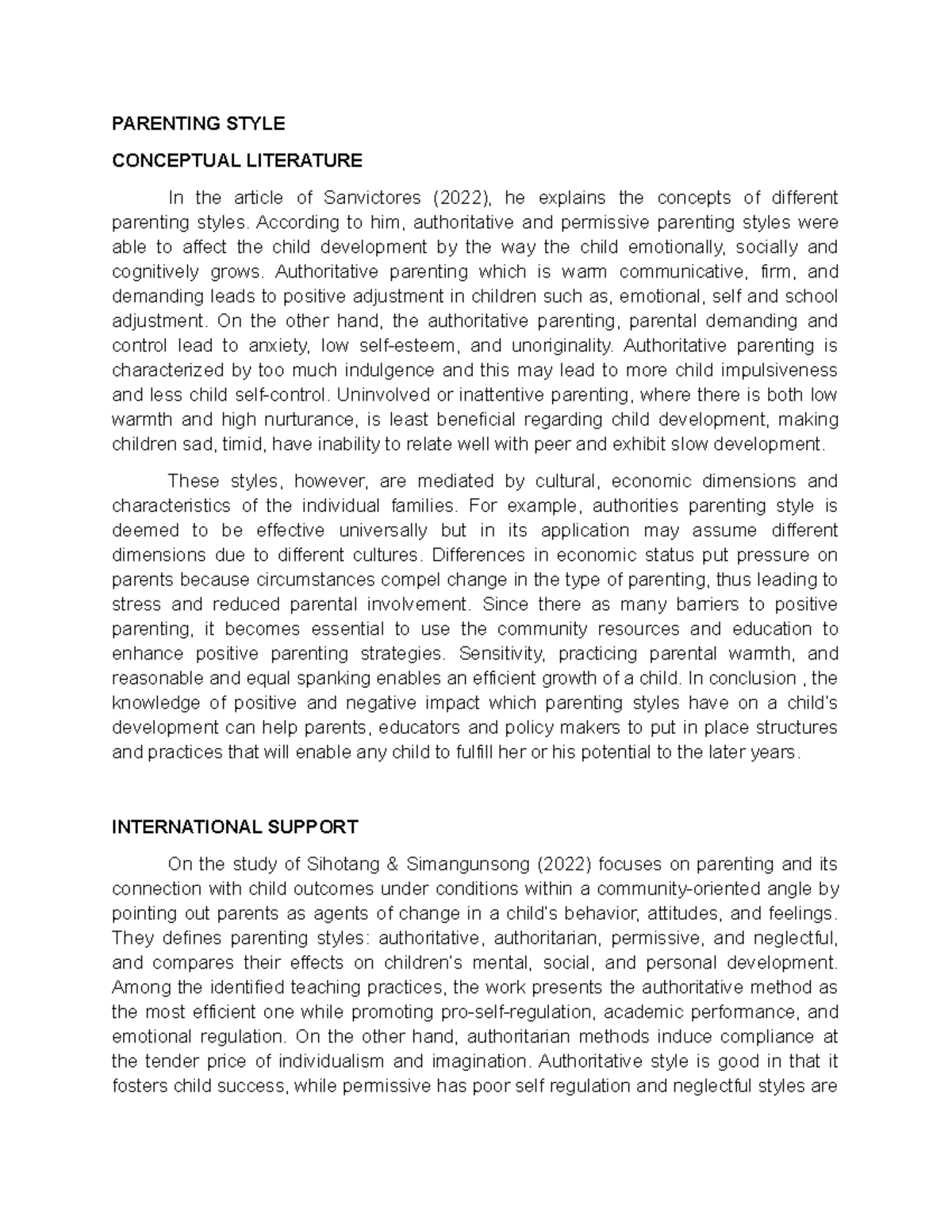 RRL 2 Parenting Styles: Local & International Perspectives on Child ...