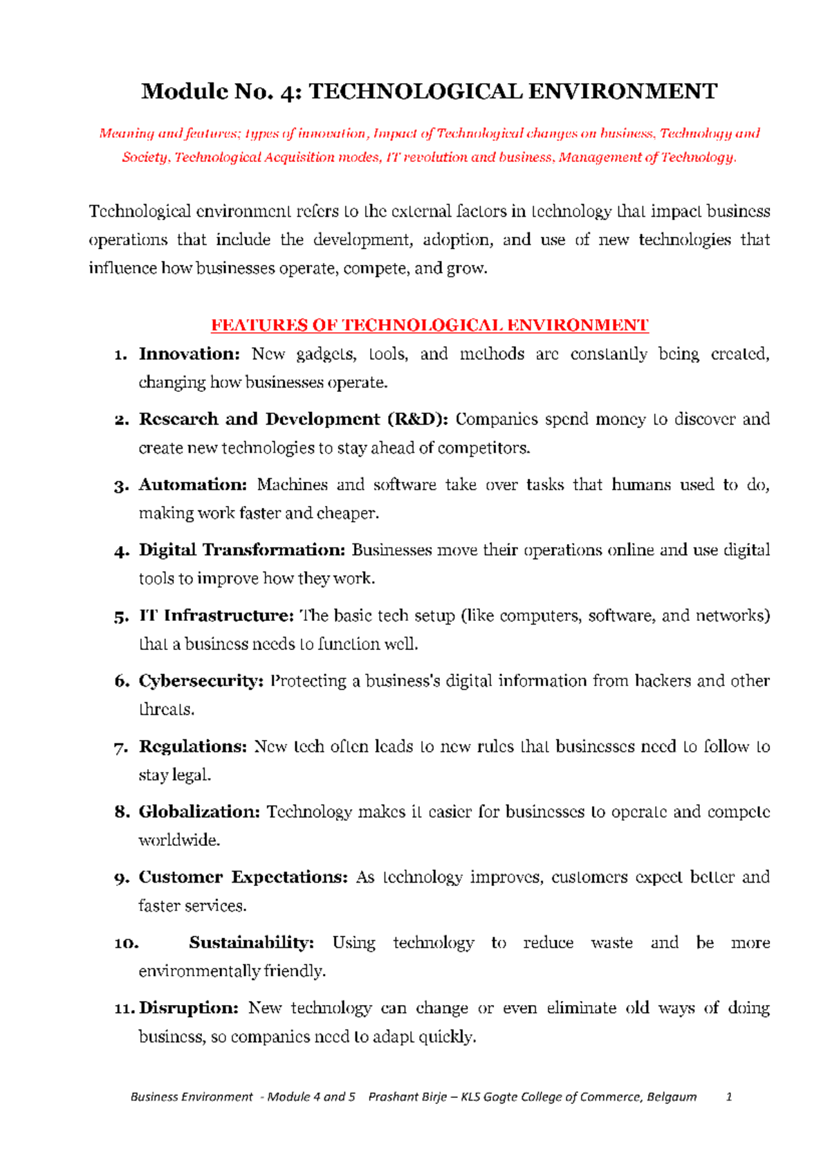 BE Module 4 and 5 - Business Environment NEP - Module No. 4 ...